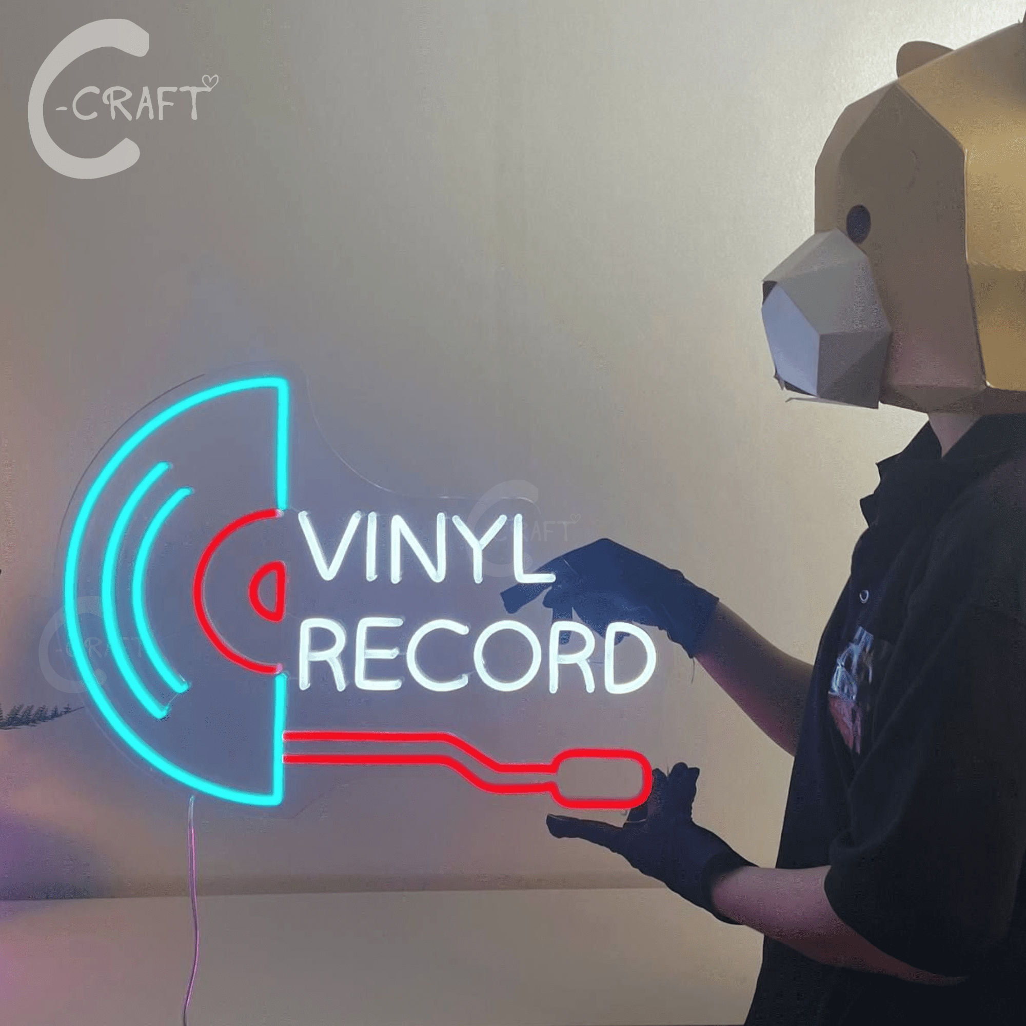 C-CRAFT Vinyl Record Neon Light Led Sign 25 inch for Music Studio Wall ...