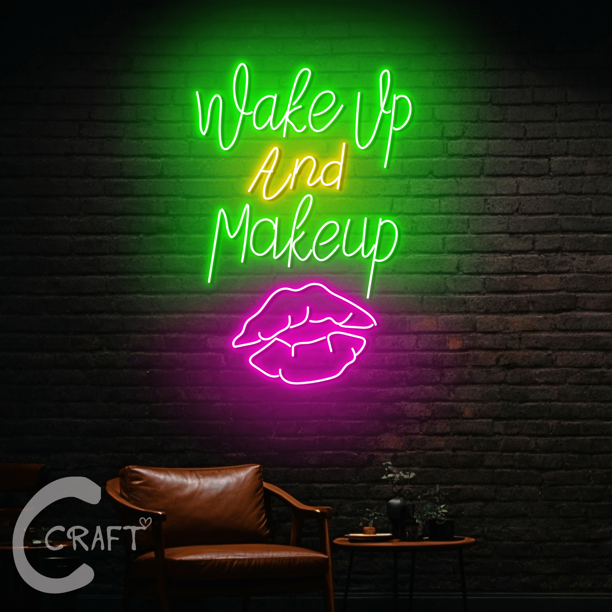 C-CRAFT Wake Up and Makeup Neon Led Light Up 35 inch for Makeup Beauty ...