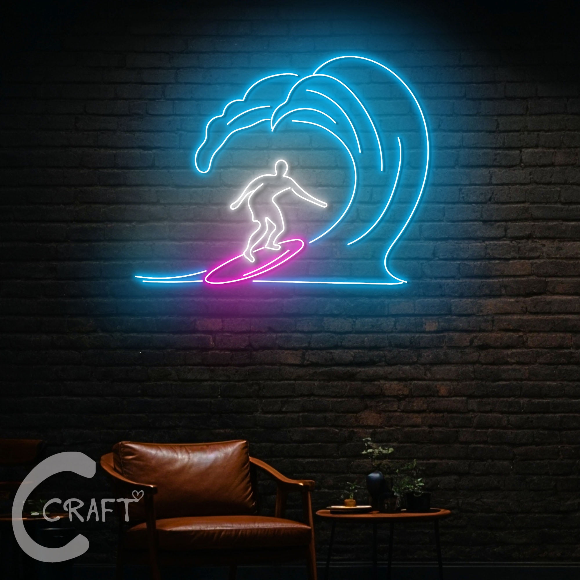 C-CRAFT Wave Surfer Neon Led Light Up 35 inch for Wave Surfing Club ...