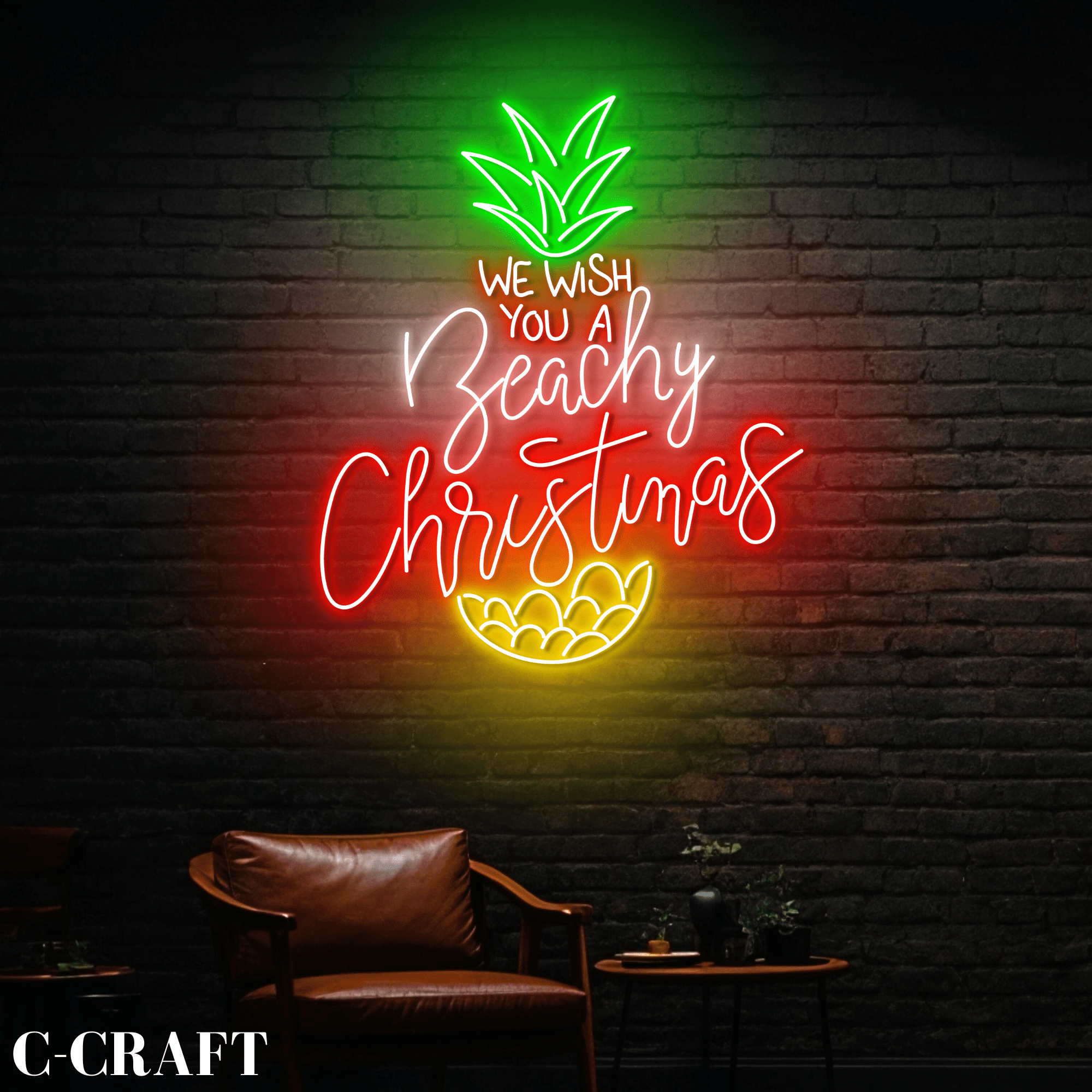 C-CRAFT We Wish You A Beachy Christmas Neon Led Light for Christmas ...