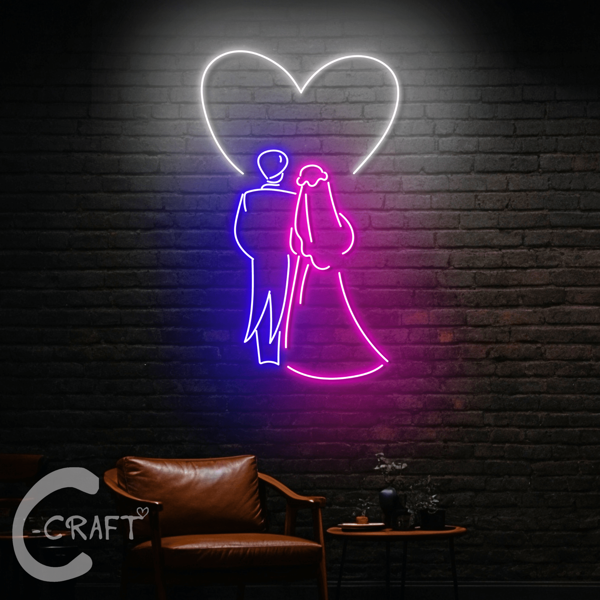 C-CRAFT Wedding Bride Groom Neon Led Light Sign 27 inch for Wedding ...