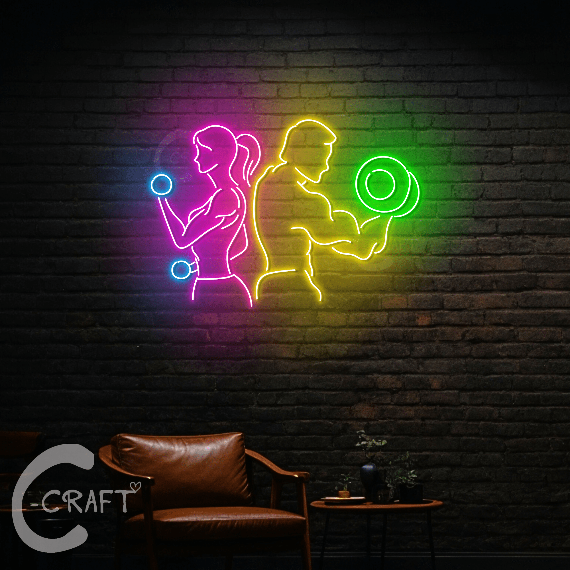 C-CRAFT Weightlifting Fitness Neon Sign Led Light Up 33 inch for ...