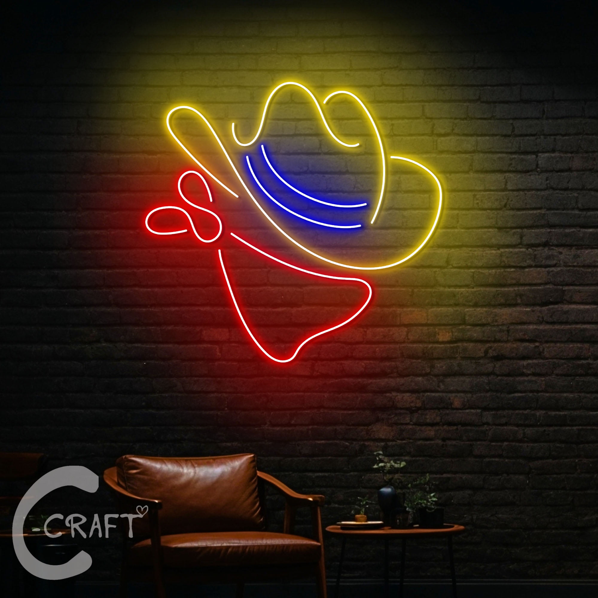 C-CRAFT Western Cowboy Hat Scarf Neon Led Light Up 35 inch for Cowboy ...