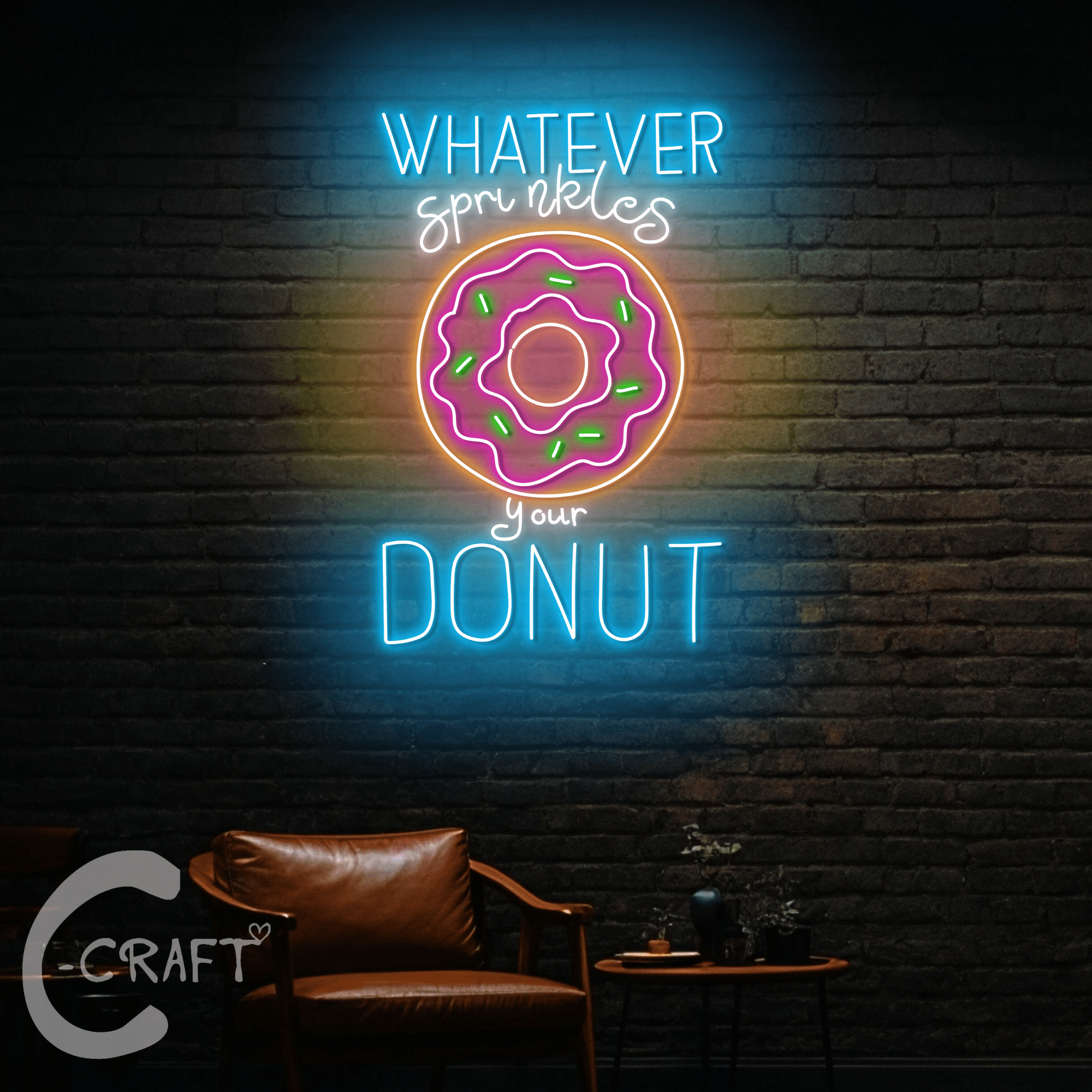 C-CRAFT Whatever Sprinkles Your Donut Neon Led Light Up 35 inch for ...