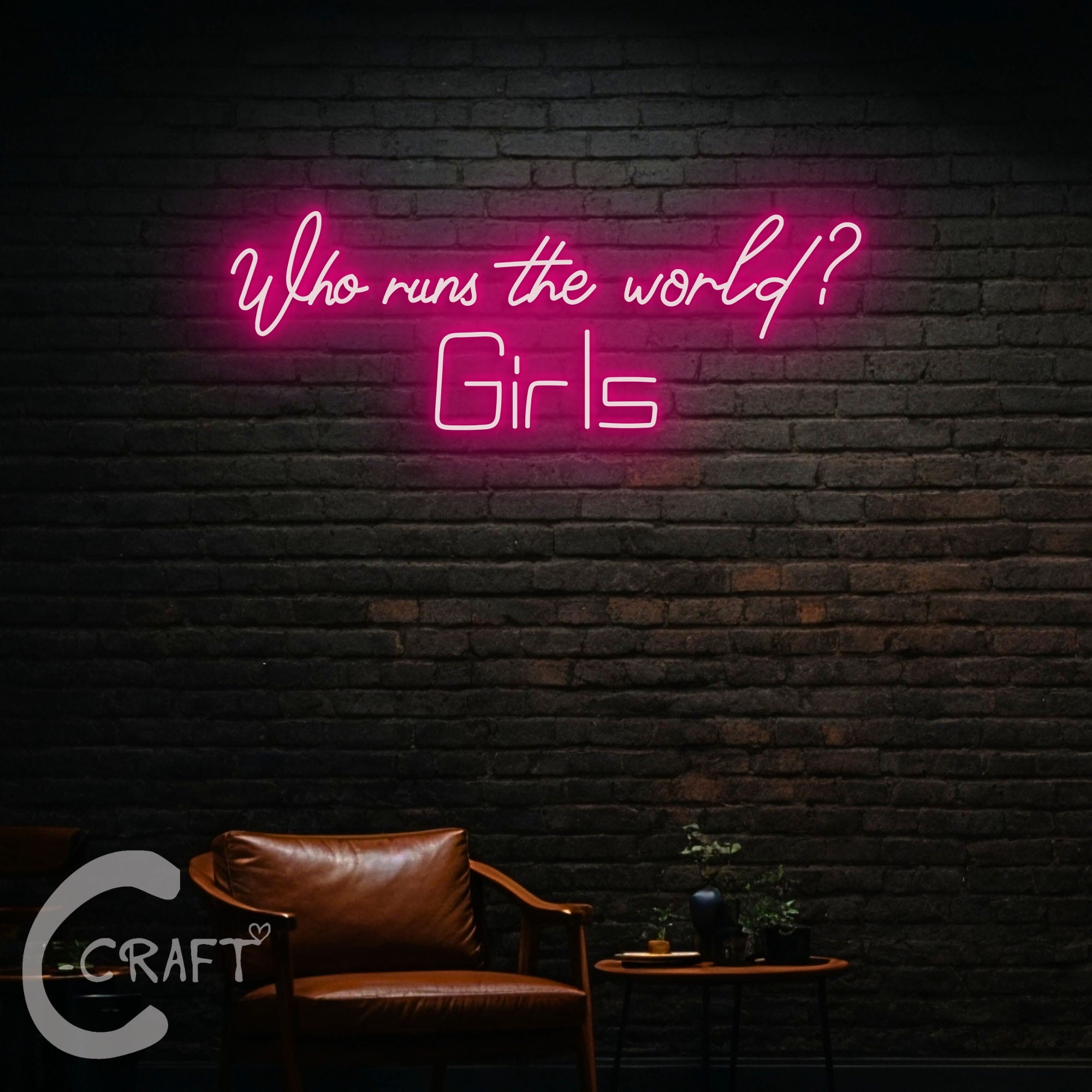 C-CRAFT Who Runs The World Girls Neon Sign LED Light 27 inch for Girl ...