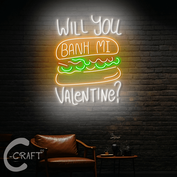 C-CRAFT Will You Banh Mi Valentine Neon Led Light Sign 25 inch for ...
