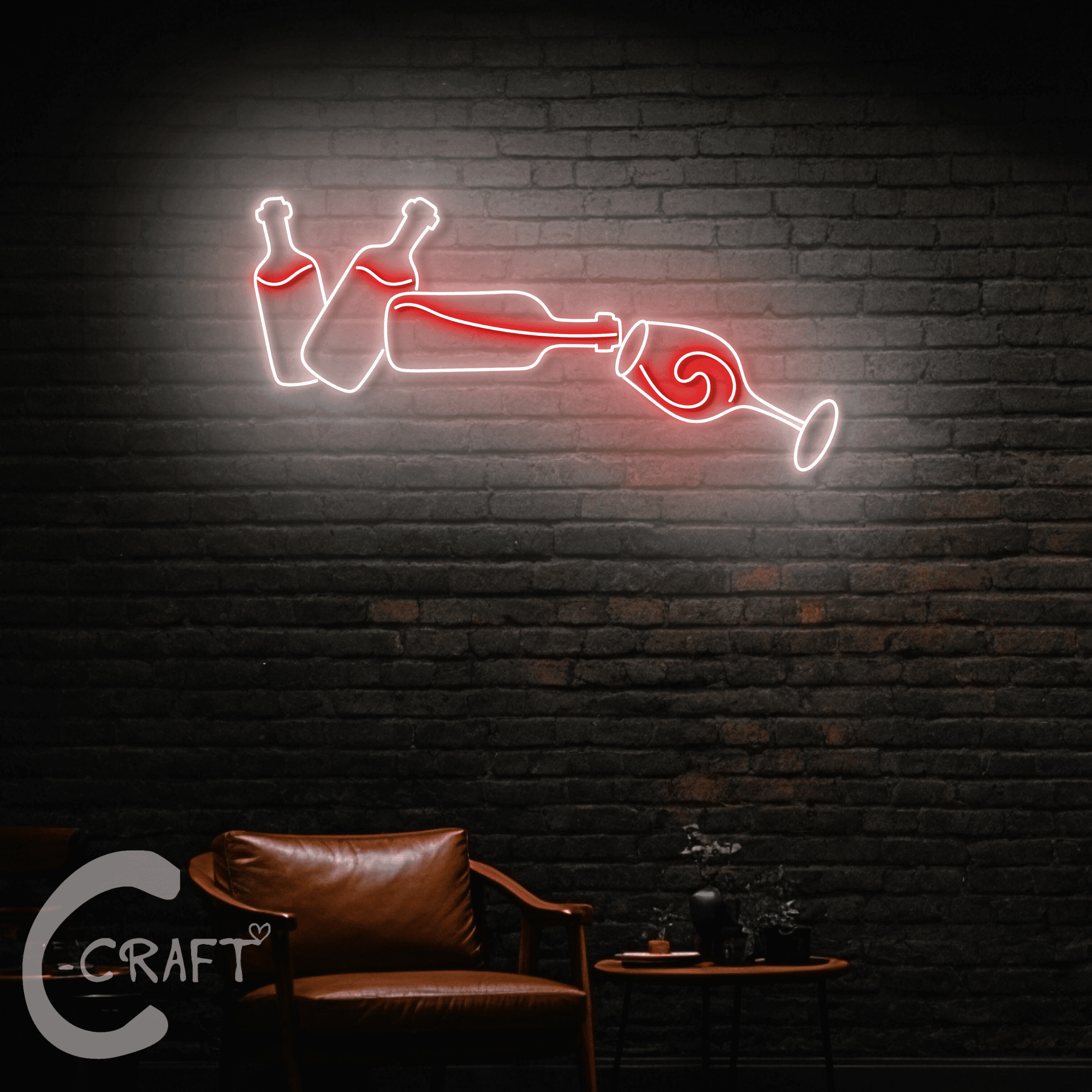 C-CRAFT Wine Glass Bottle Neon Led Light Up 25 inch for Bar Pub Wall ...
