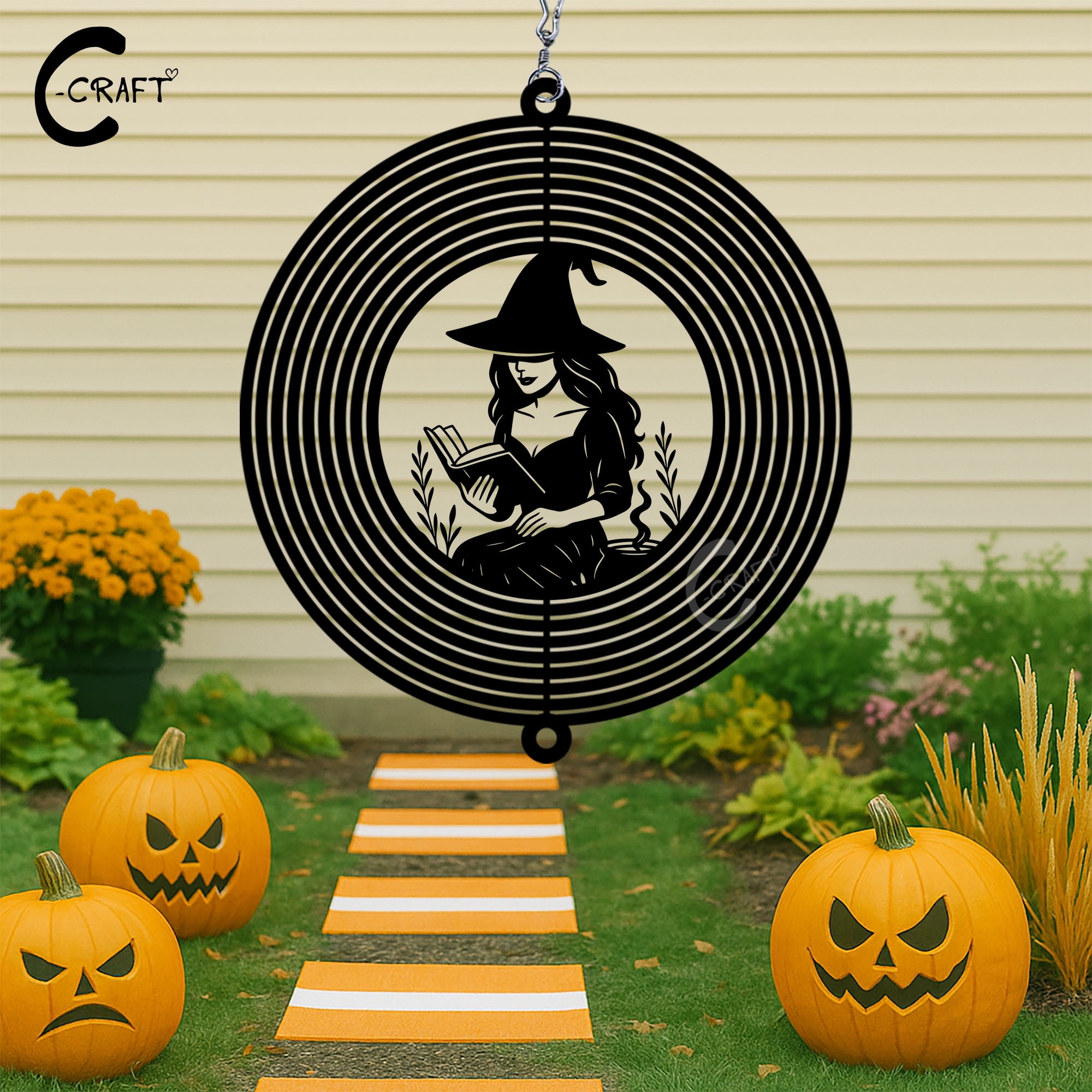 C-CRAFT Witch Read Book Spinner 8 Inches, Gothic Style Metal Art for ...