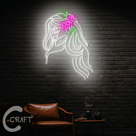 C-CRAFT Woman Face Led Wall Art Neon Light For Beauty Spa Salon Wall ...
