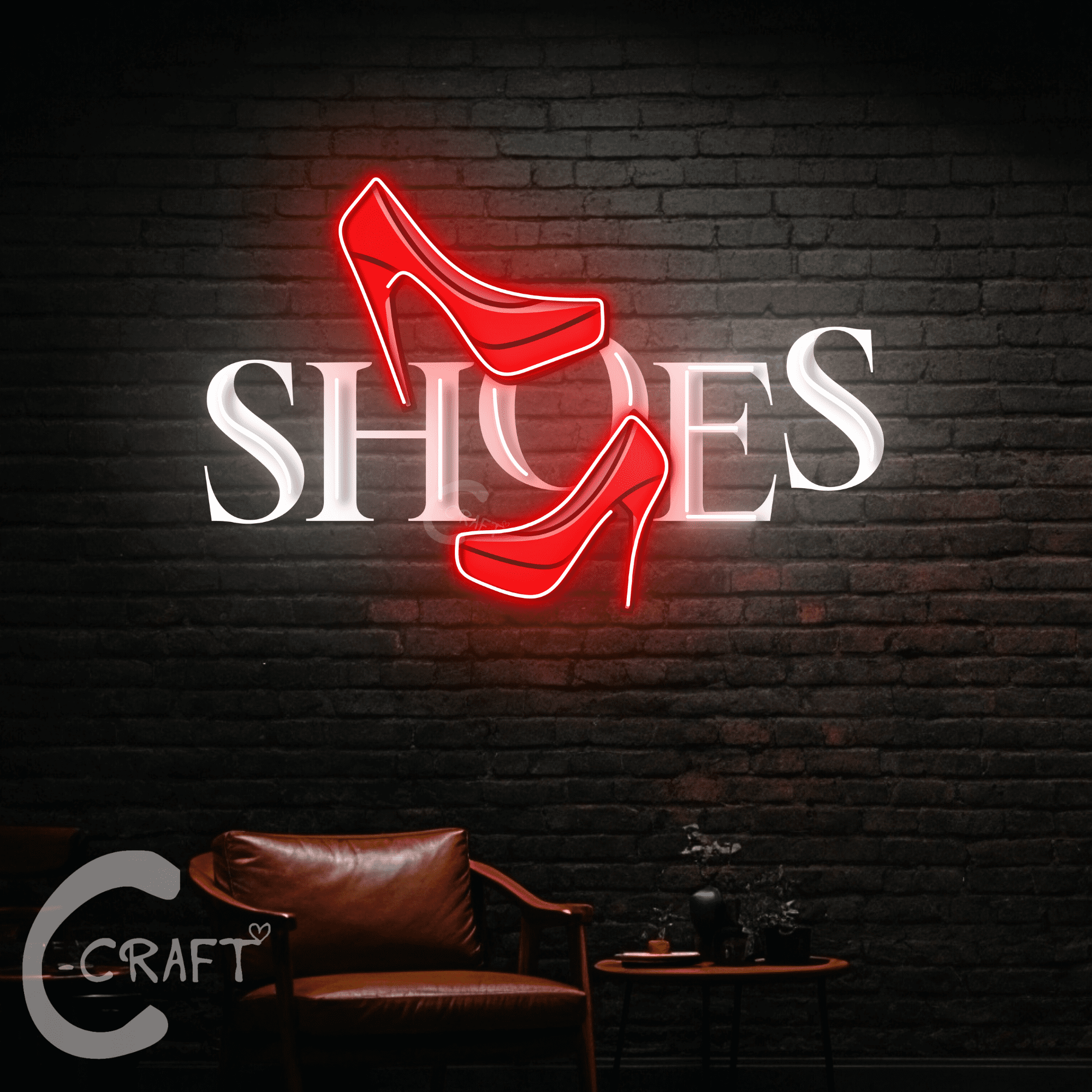 C-CRAFT Woman Shoes UV Printed Led Neon Sign 40 inches, Shoes Store ...