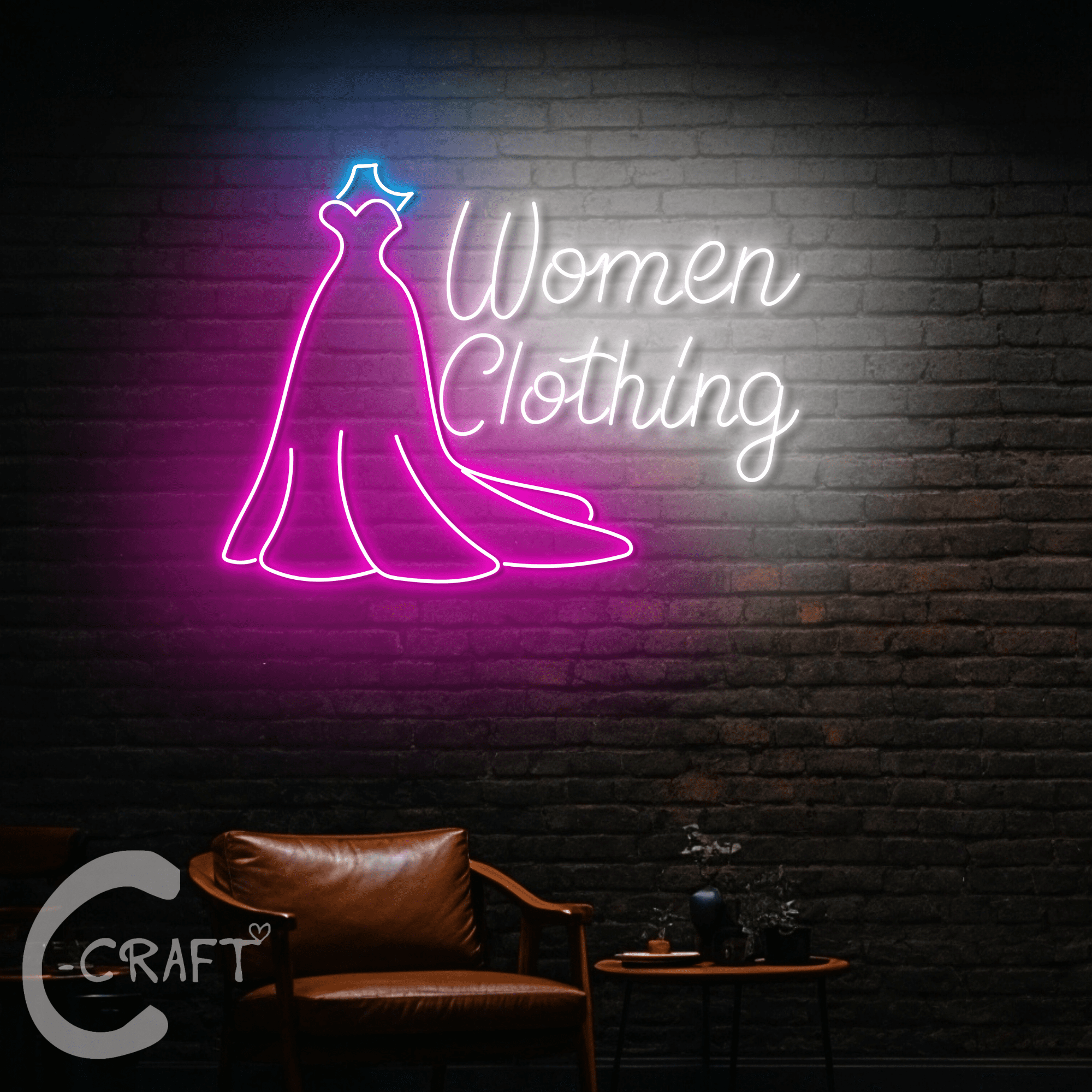 C-CRAFT Women Clothing Neon Led Light Sign 35 inch for Clothing Fashion ...