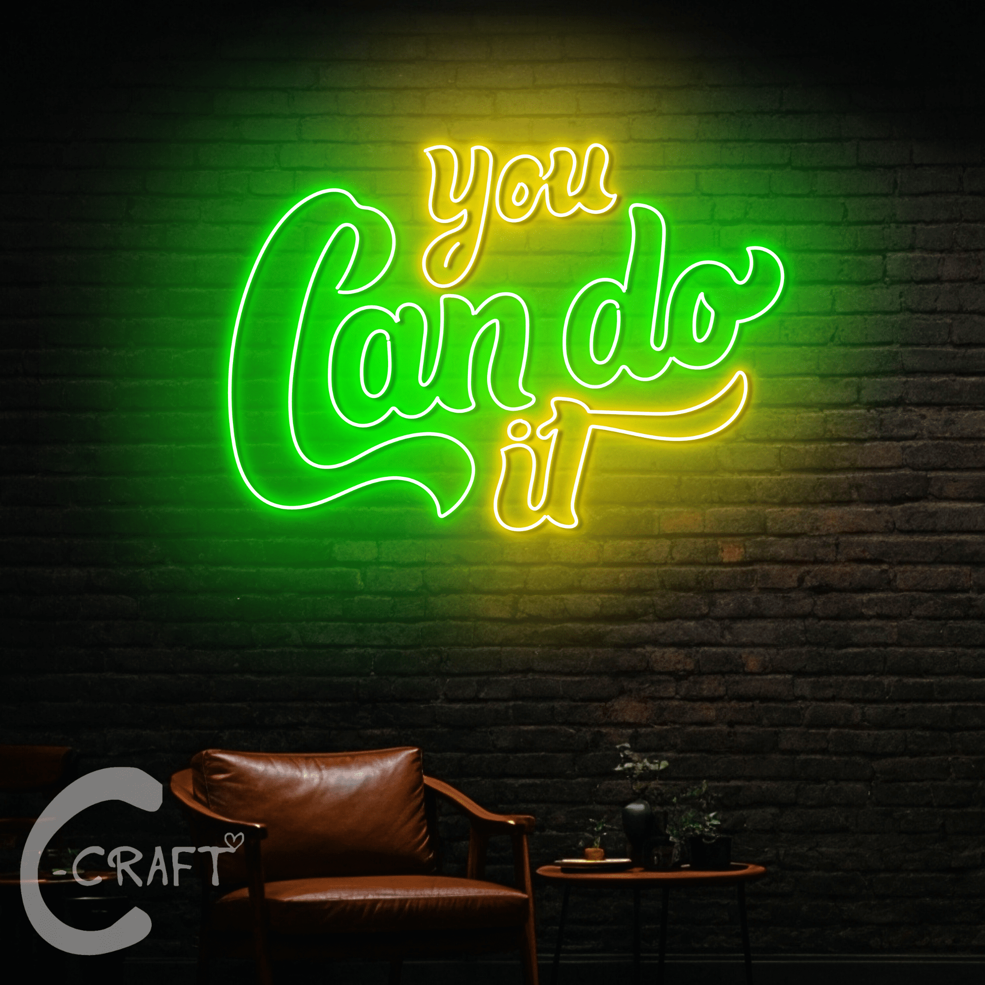 C-CRAFT You Can Do It Neon Led Light Up 18 inch for Home Gym Bedroom ...