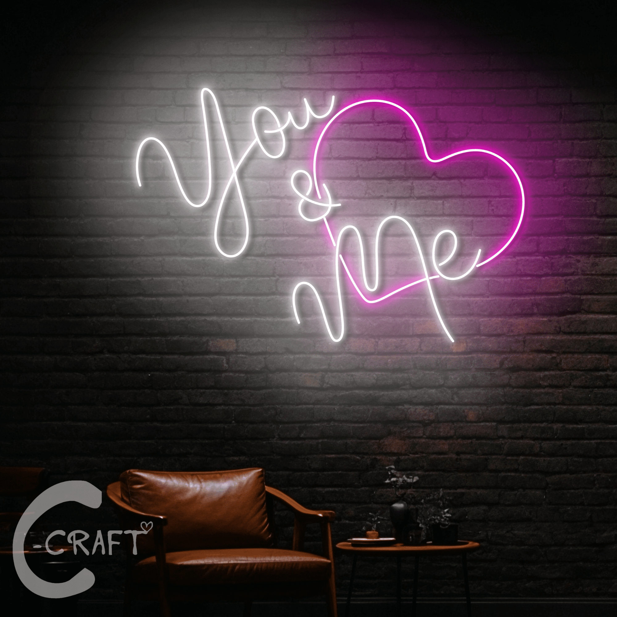 C-CRAFT You & Me Heart Neon Led Light Up 27 inch for Valentine's Day ...