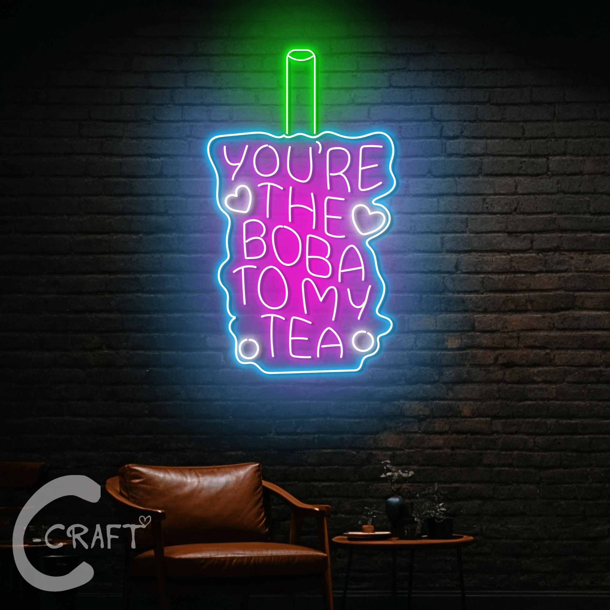 C-CRAFT You're The Boba To My Tea Neon Led Light Up 25 inch for Boba ...