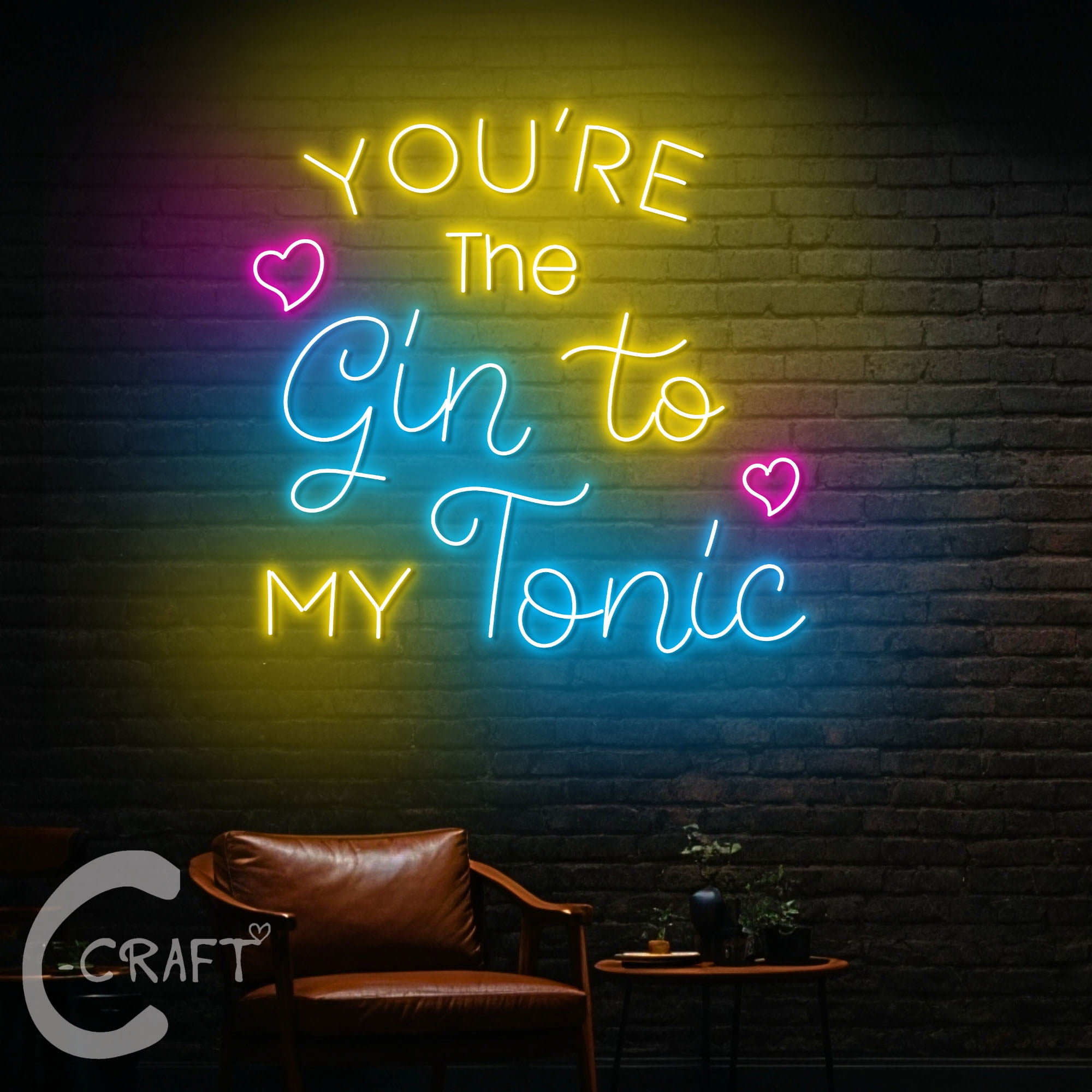 C-CRAFT You're The Gin To My Tonic Neon Sign LED Light 40 inch for Gin ...