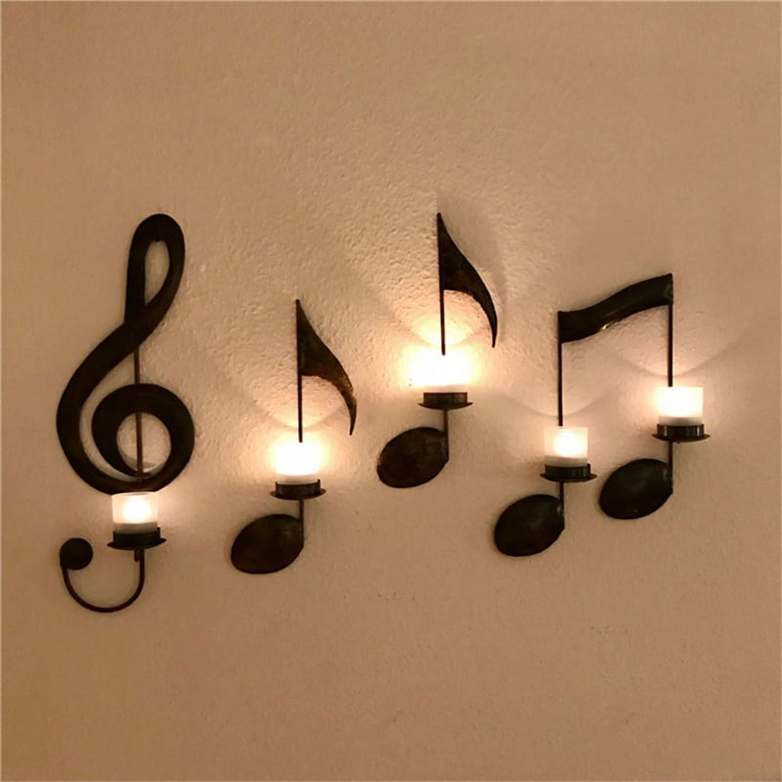 C-Candle Holder Wall-Mounted, Handmade Metal Musical Note Key Shape,Tea ...
