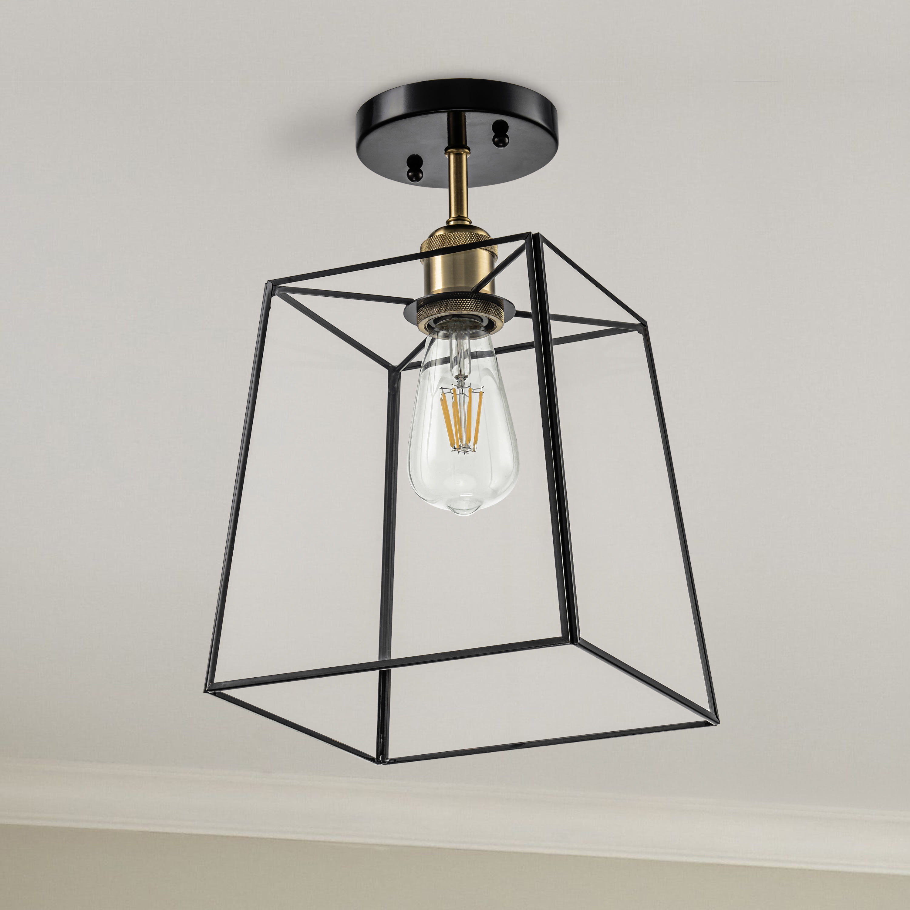 C Cattleya 1-Light Dark Bronze Brass Semi-Flush Mount Ceiling Light ...
