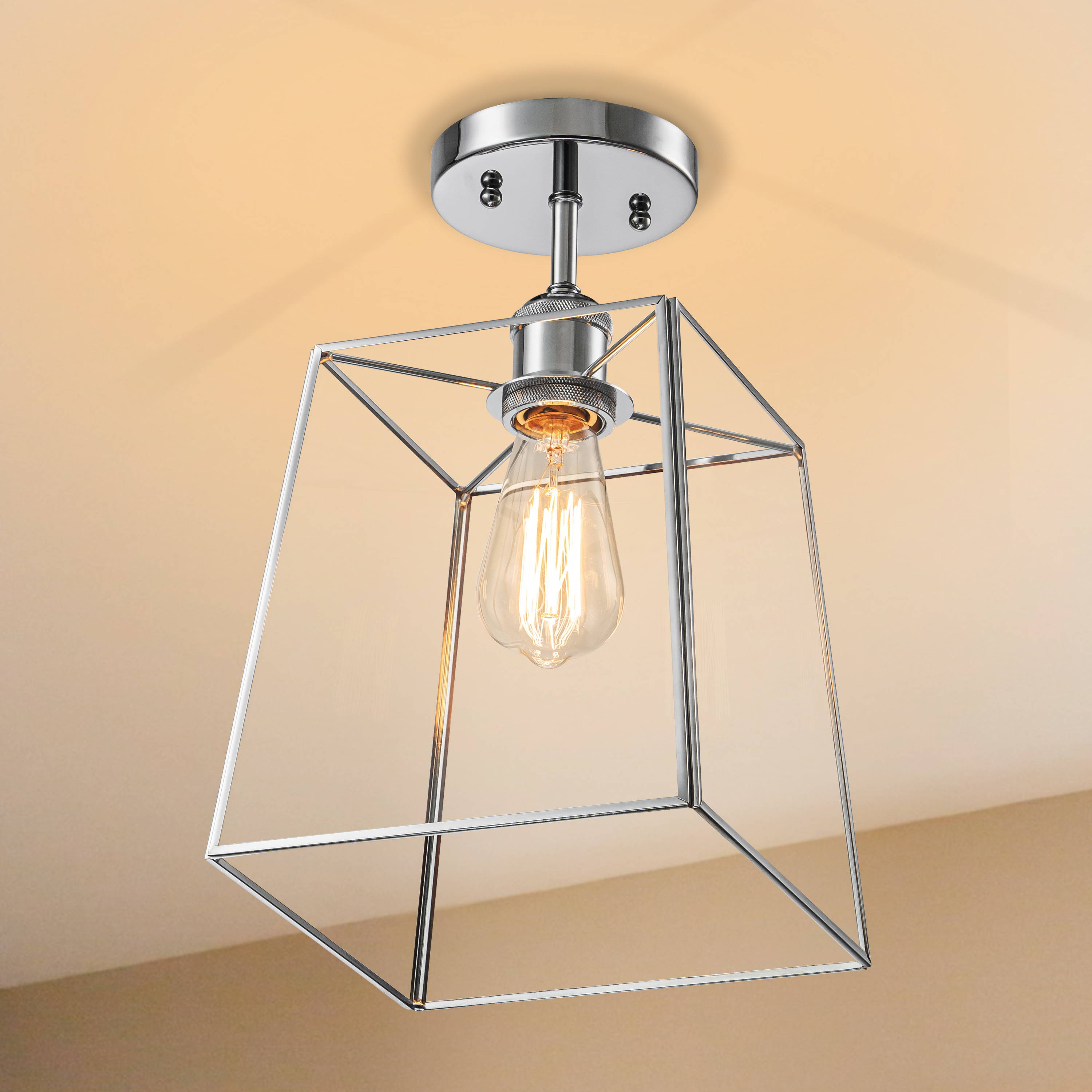 Globe Electric Harrow 1-Light Chrome Semi-Flush Mount Ceiling Light ...