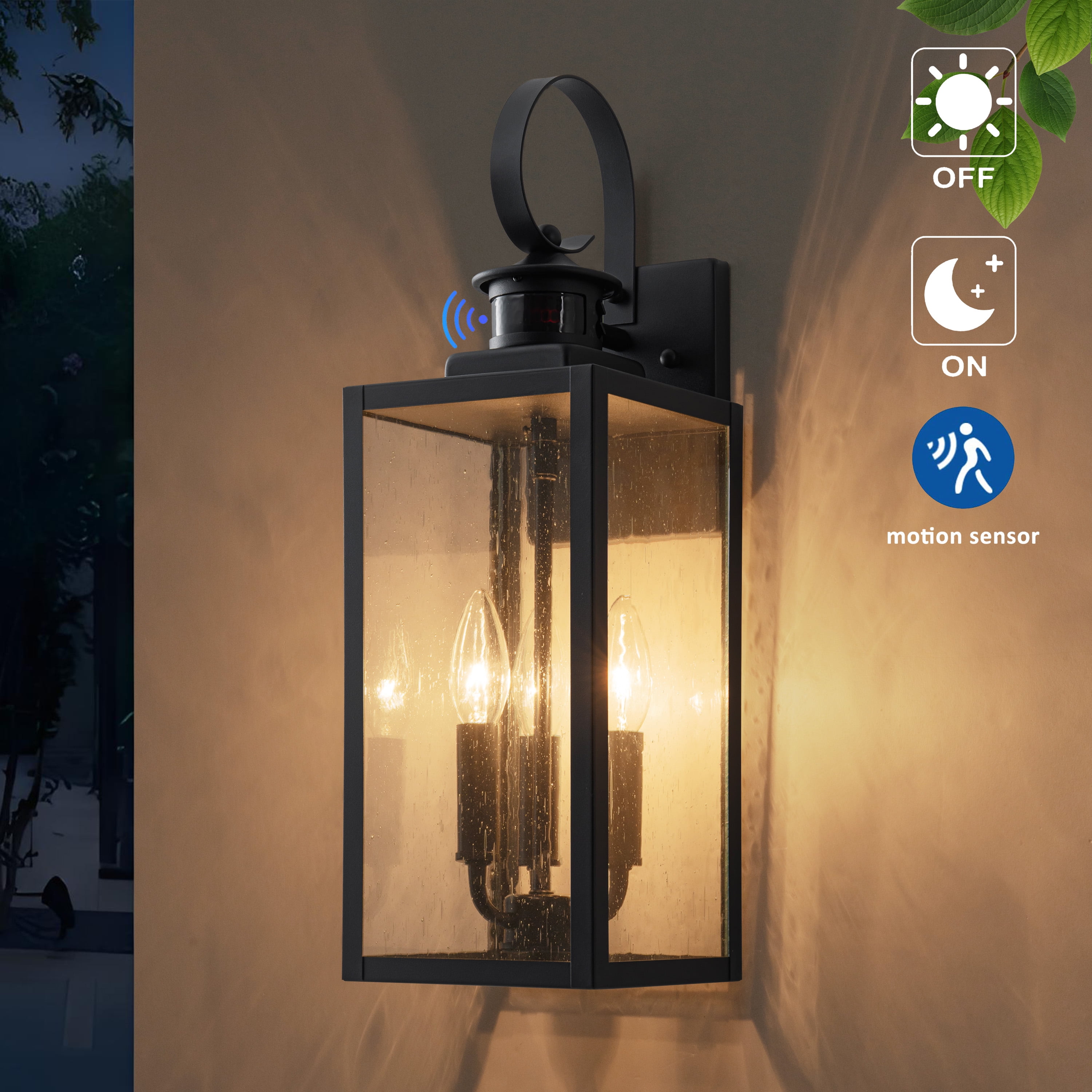 C Cattleya 19in. 3-Light Motion Sensor & Dusk to Dawn Outdoor Wall ...