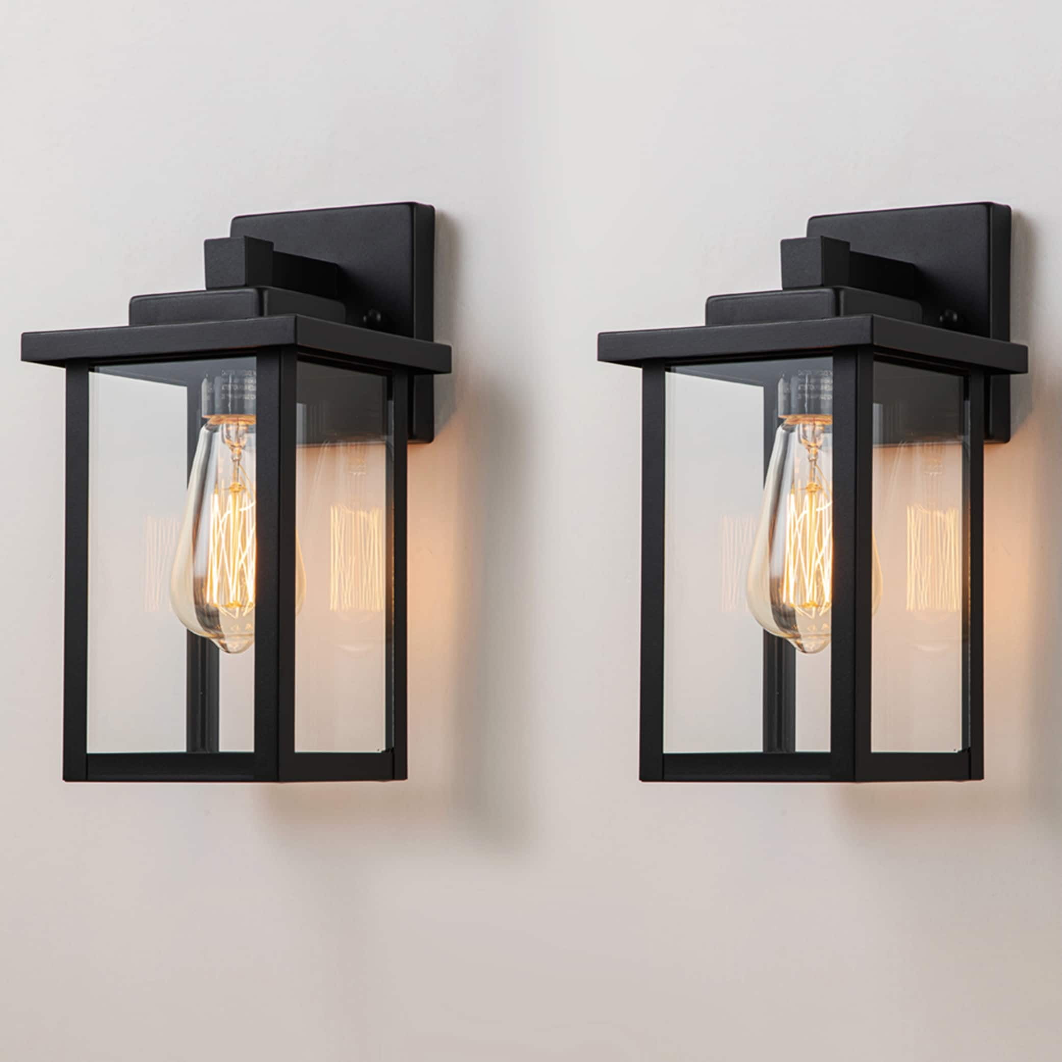C Cattleya 2-Pack 1-Light Black Outdoor Wall Sconces Exterior Wall ...