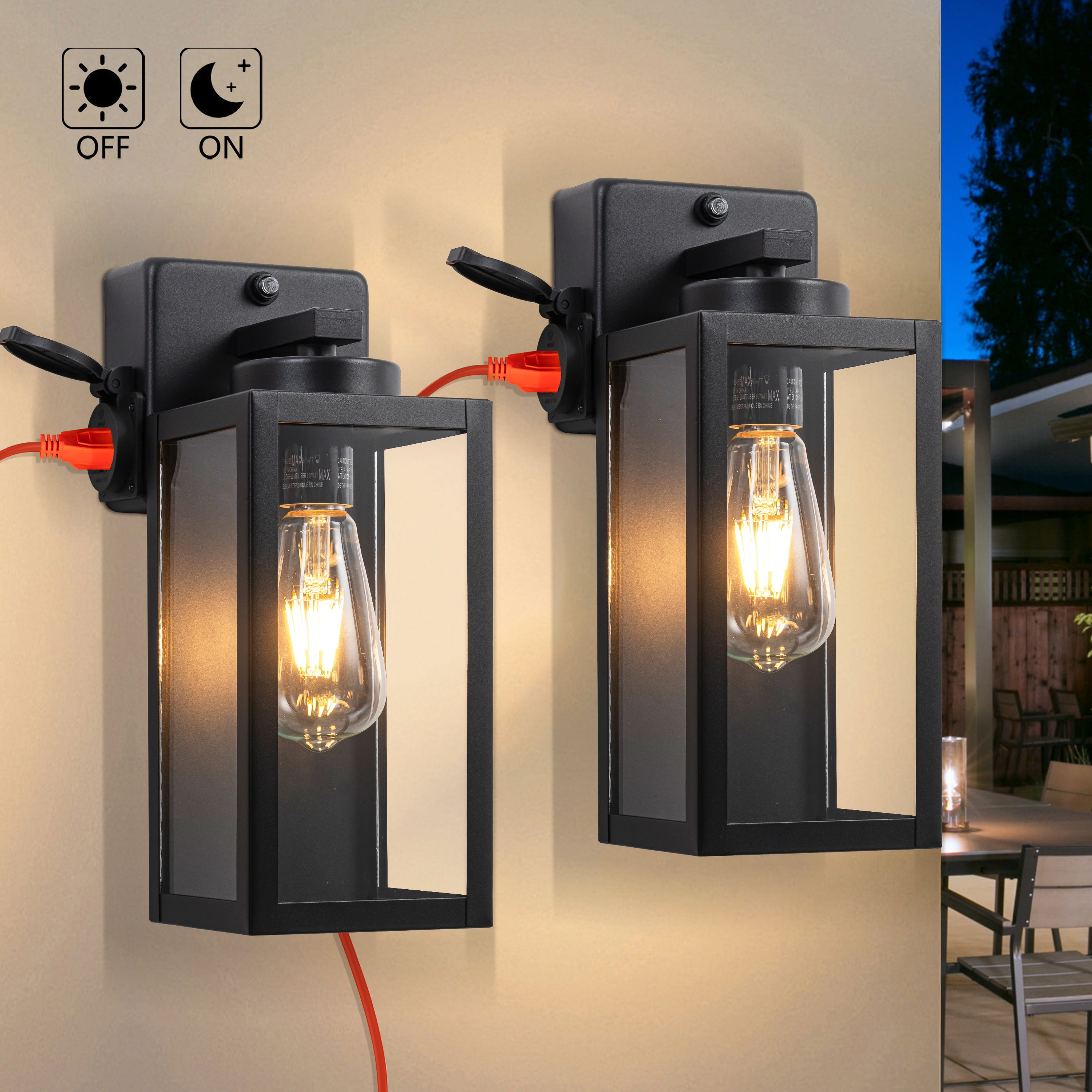 C Cattleya 2-Pack 12.5in. Dusk to Dawn Outdoor Wall Lantern Sconce with ...