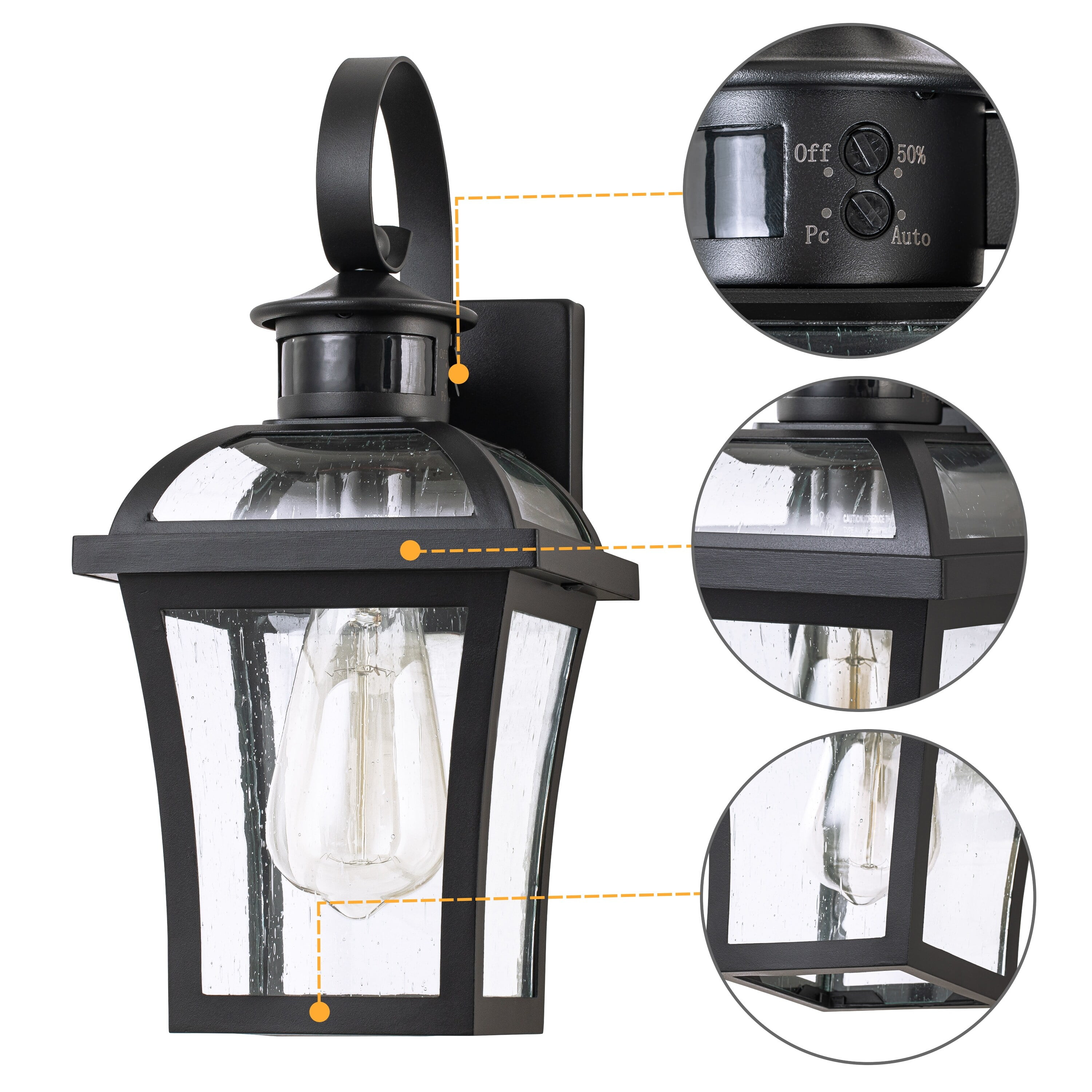 C Cattleya 2-Pack Matte Black Motion Sensor Dusk to Dawn Outdoor Wall ...