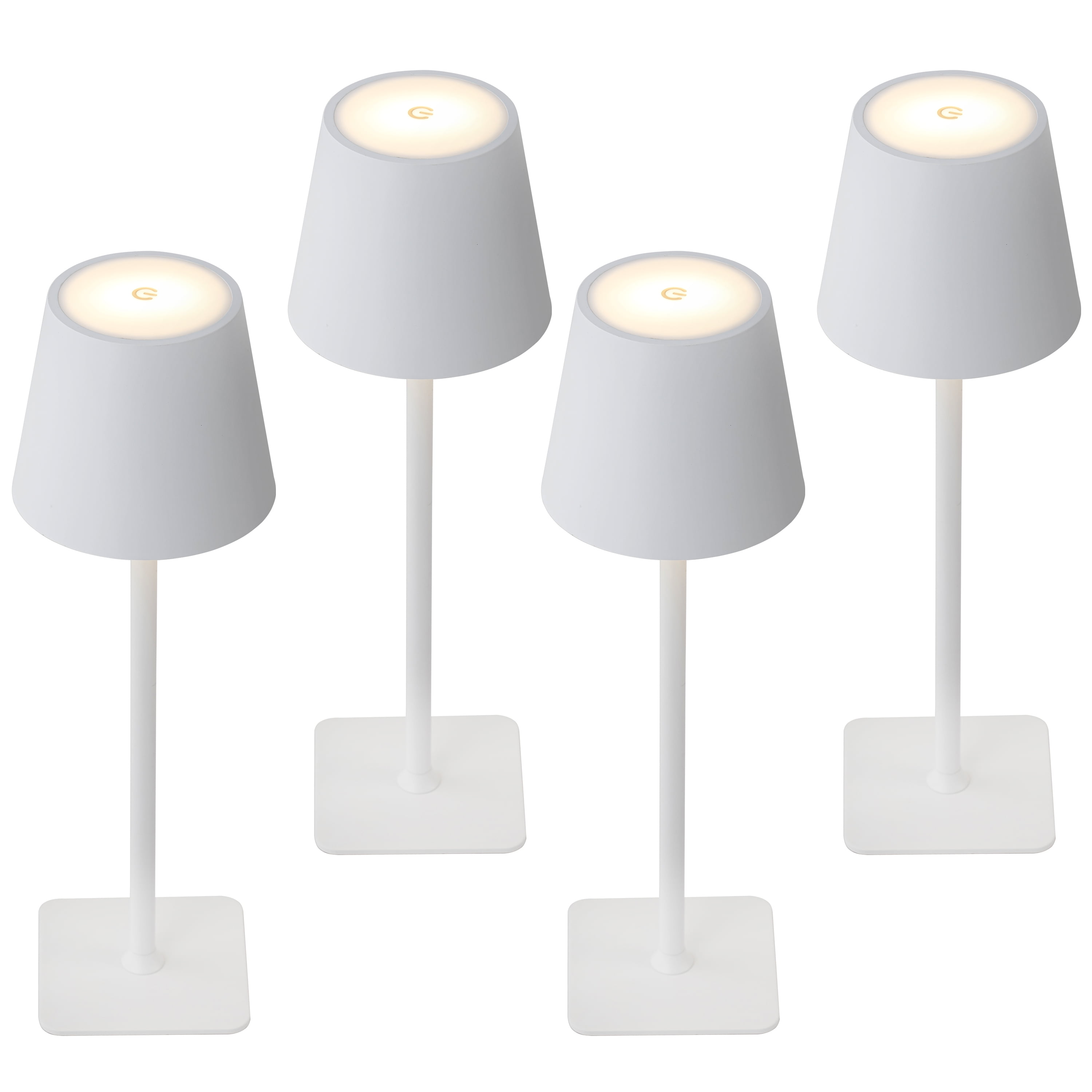 C Cattleya 4-Pack 14” White LED Cordless Table Lamp, 3CCT Dimmable ...