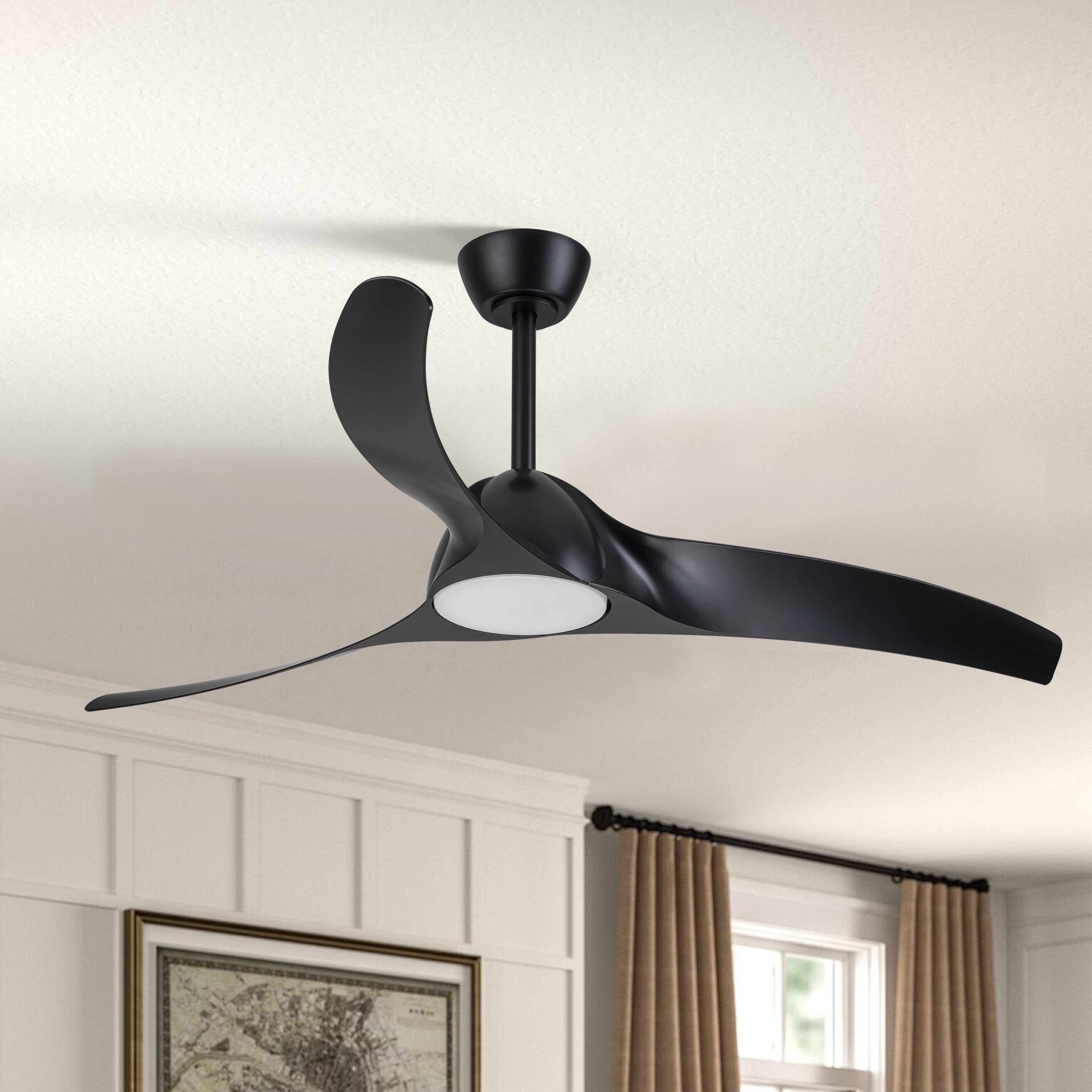 C Cattleya 52in. 3-Blades Black Dimmable Changeable 3000K/4000K/5000K ...