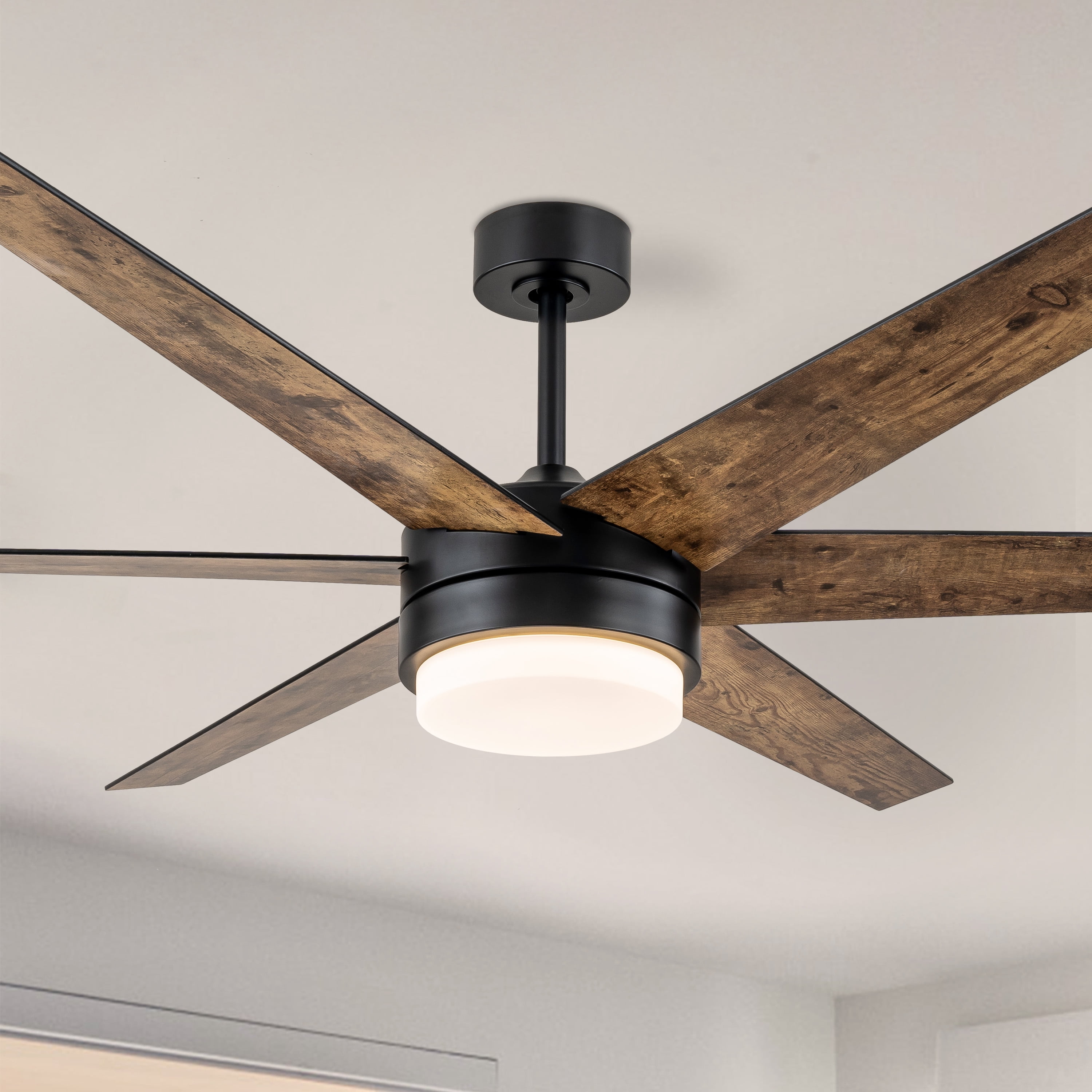 C Cattleya 70 in.Indoor Antique Woodgrain/Black Ceiling Fan Integrated ...