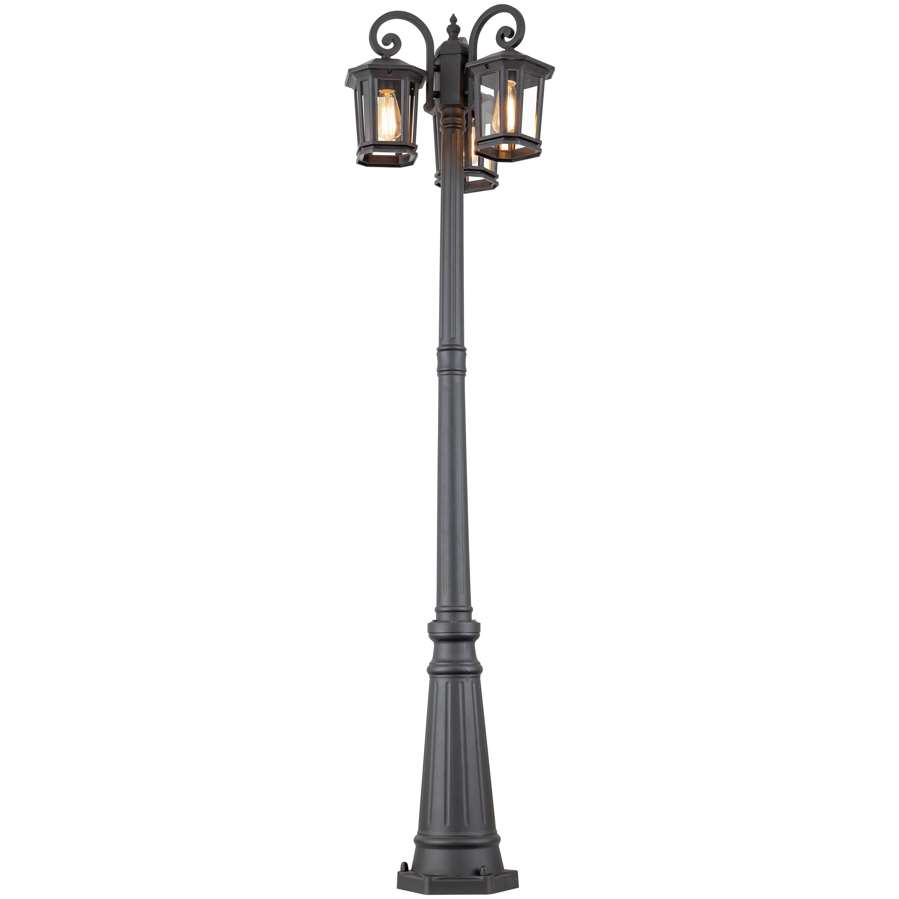 C Cattleya 76-Inch 3-Head Outdoor Post Light with Clear Tempered Glass ...