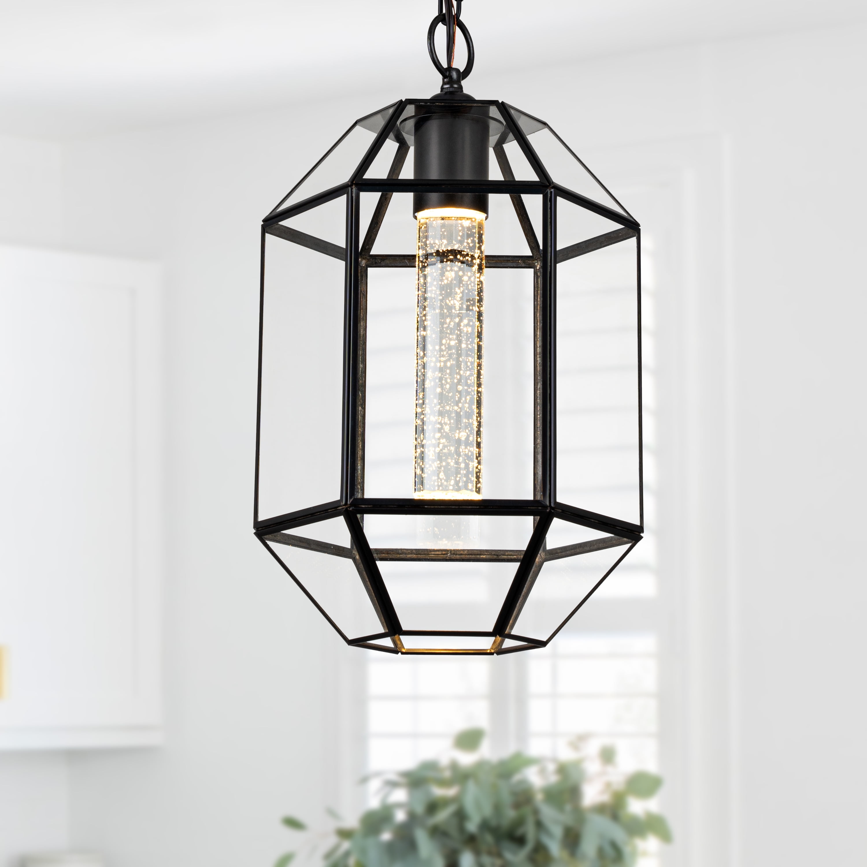 C Cattleya Dark Bronze Finish LED Brass Pendant Light with Crystal And ...
