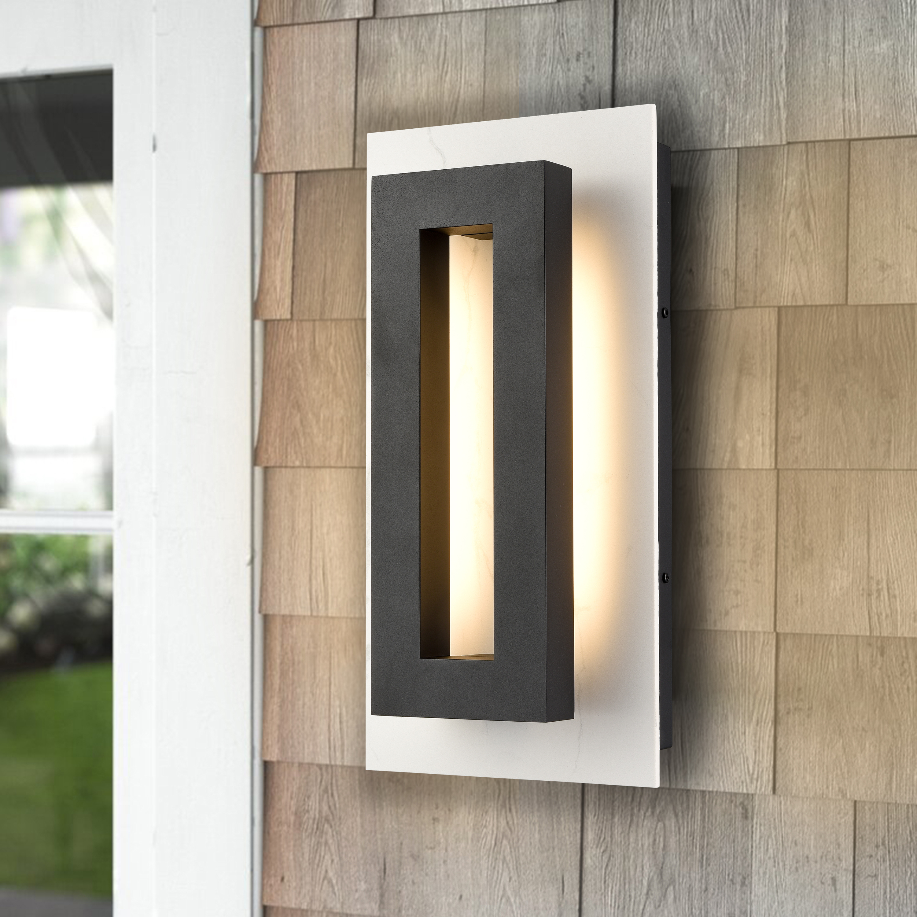 C Cattleya Matte Black Integrated LED Outdoor Wall Light with White ...