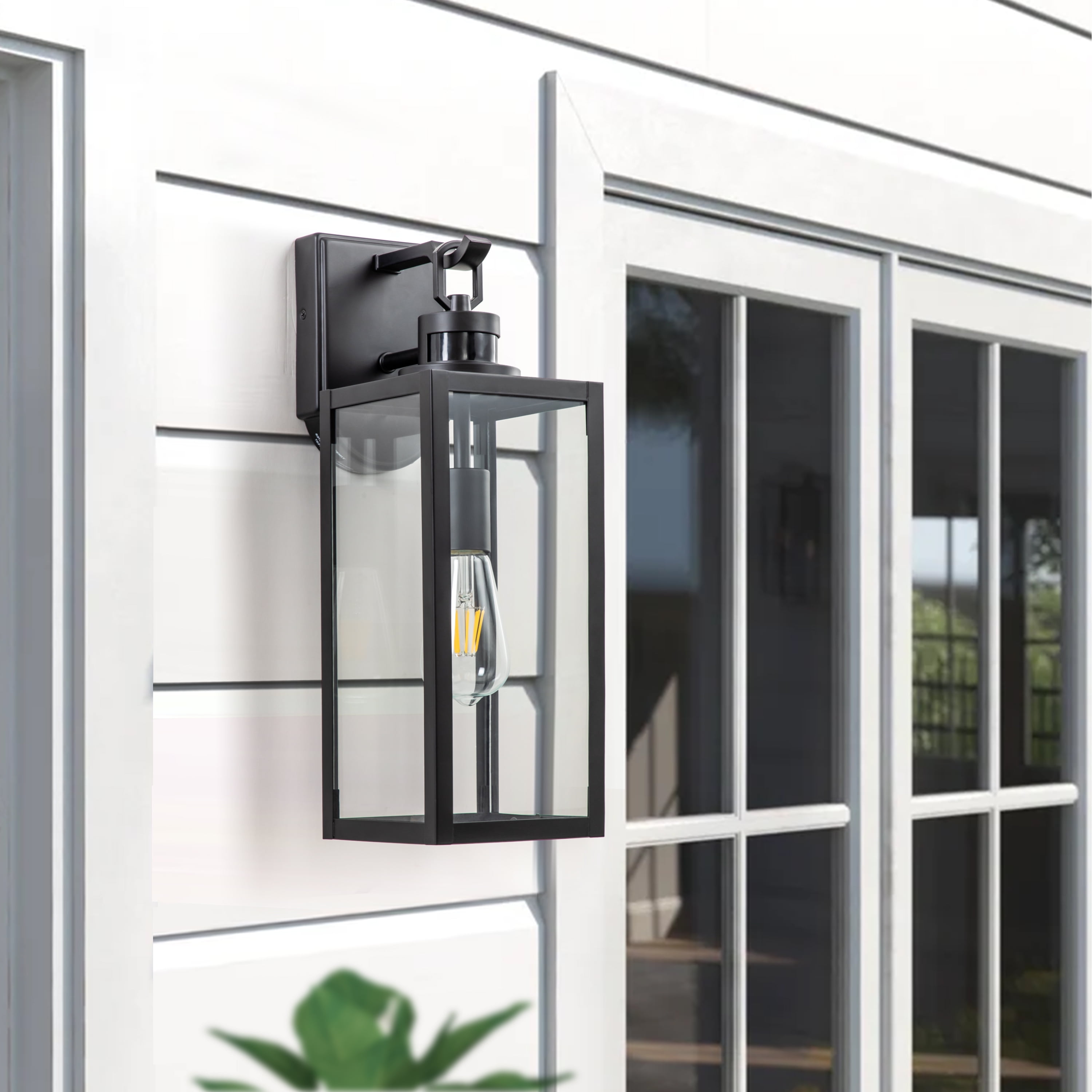 C Cattleya Matte Black Outdoor Wall Lantern, Motion Sensor, Dusk to ...