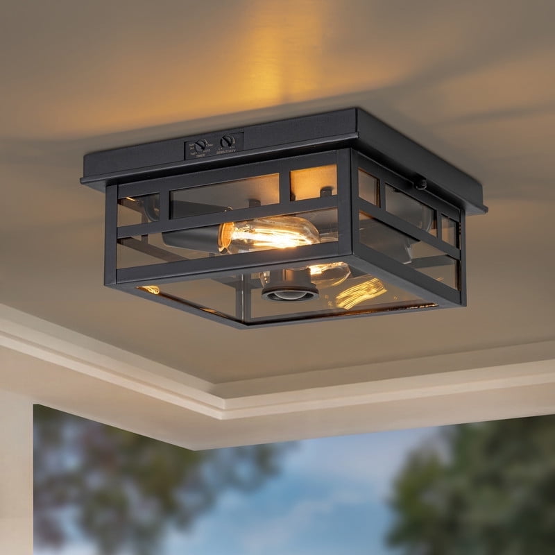 C Cattleya Motion Sensor Dusk to Dawn Outdoor Flush Mount Ceiling Light ...