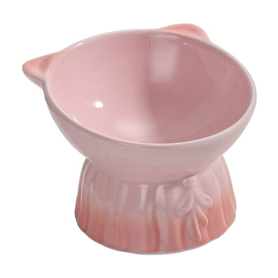 C Ceramic Cat Food Bowl Large Capacity Raised Pet Dish Cute Drinking ...