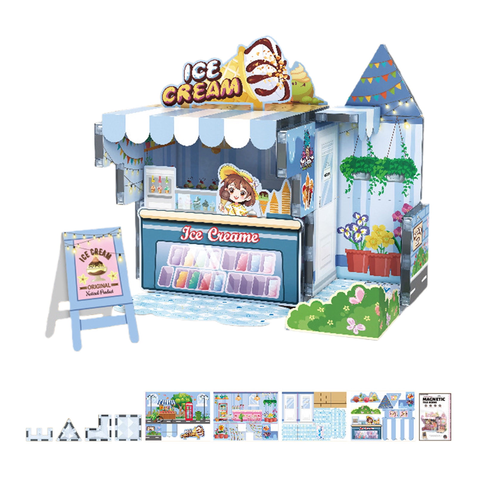 C Childrens Diy Magnetic Building Blocks Set 3D Street Scene Models ...