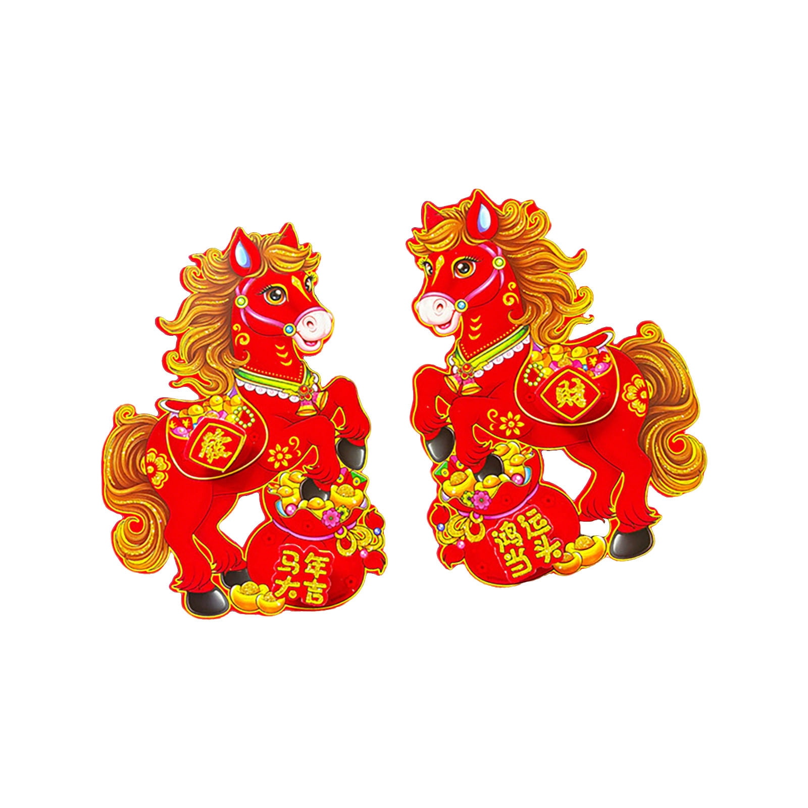 C Chinese New Year Door Decals Horse Themed Spring Festival Window ...