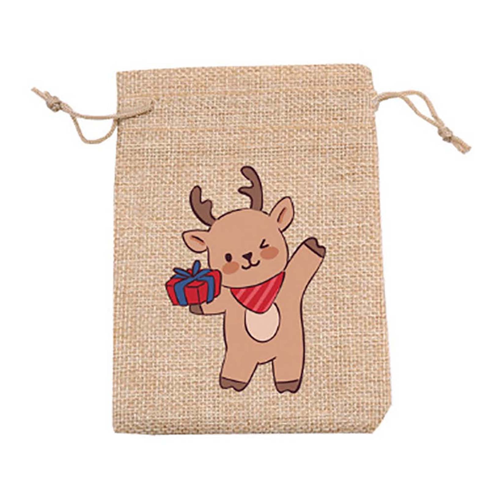 C Christmas Bag Linen Santa Claus Snowman Gift Bag Candy Bag 55X39In ...