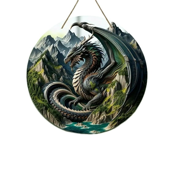 C Christmas Ornament Round Porcelain Design Acrylic Disk Window Hanging ...