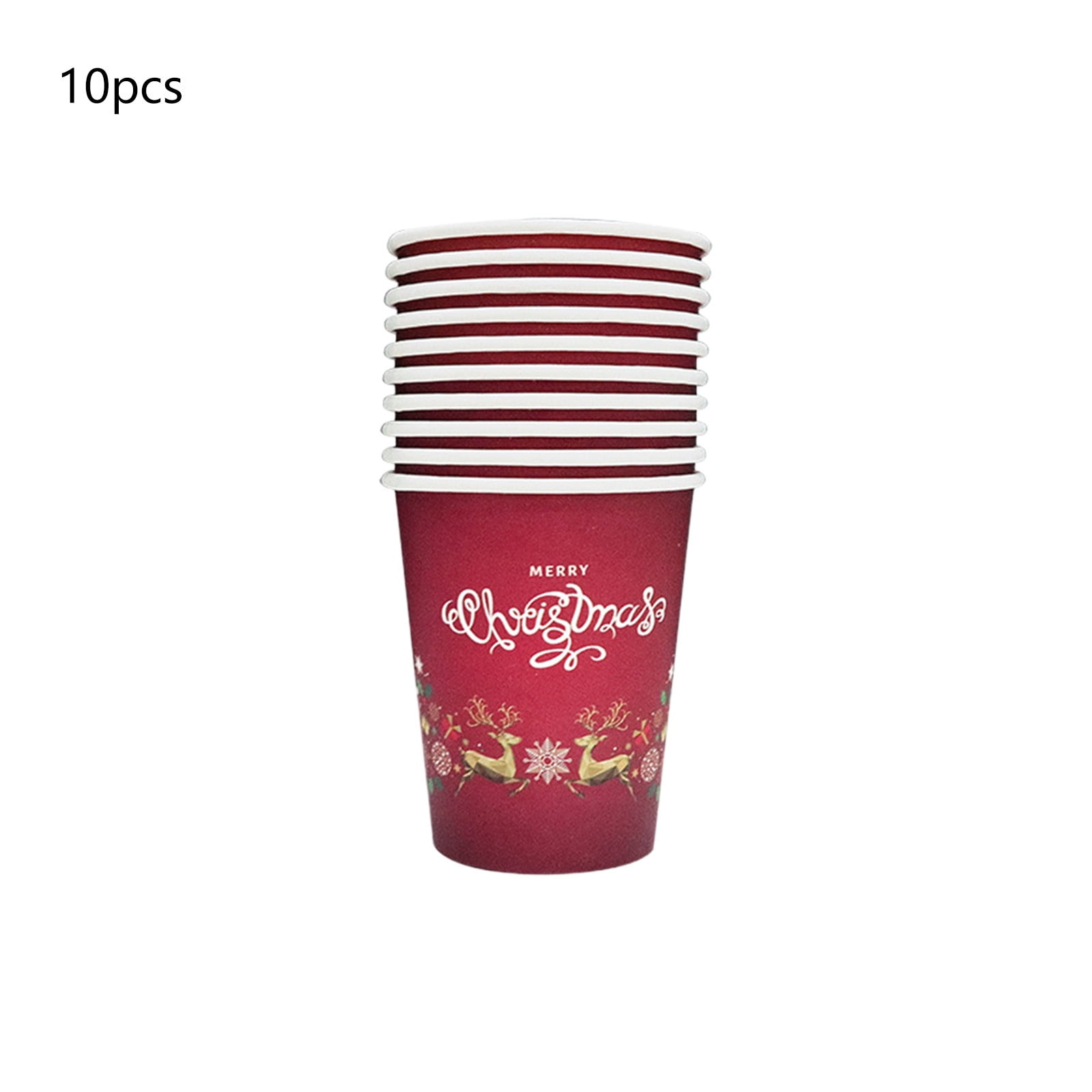 C Christmas Paper Cups Set Of 10 Pack Disposable Drinking Cups Holiday ...