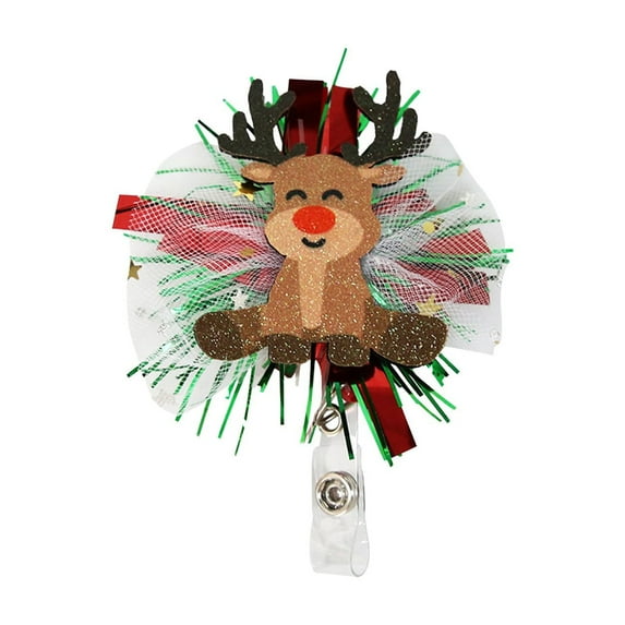 C Christmas Retractable Badge Clip, 360 Rotating With Glitter Snowman ...