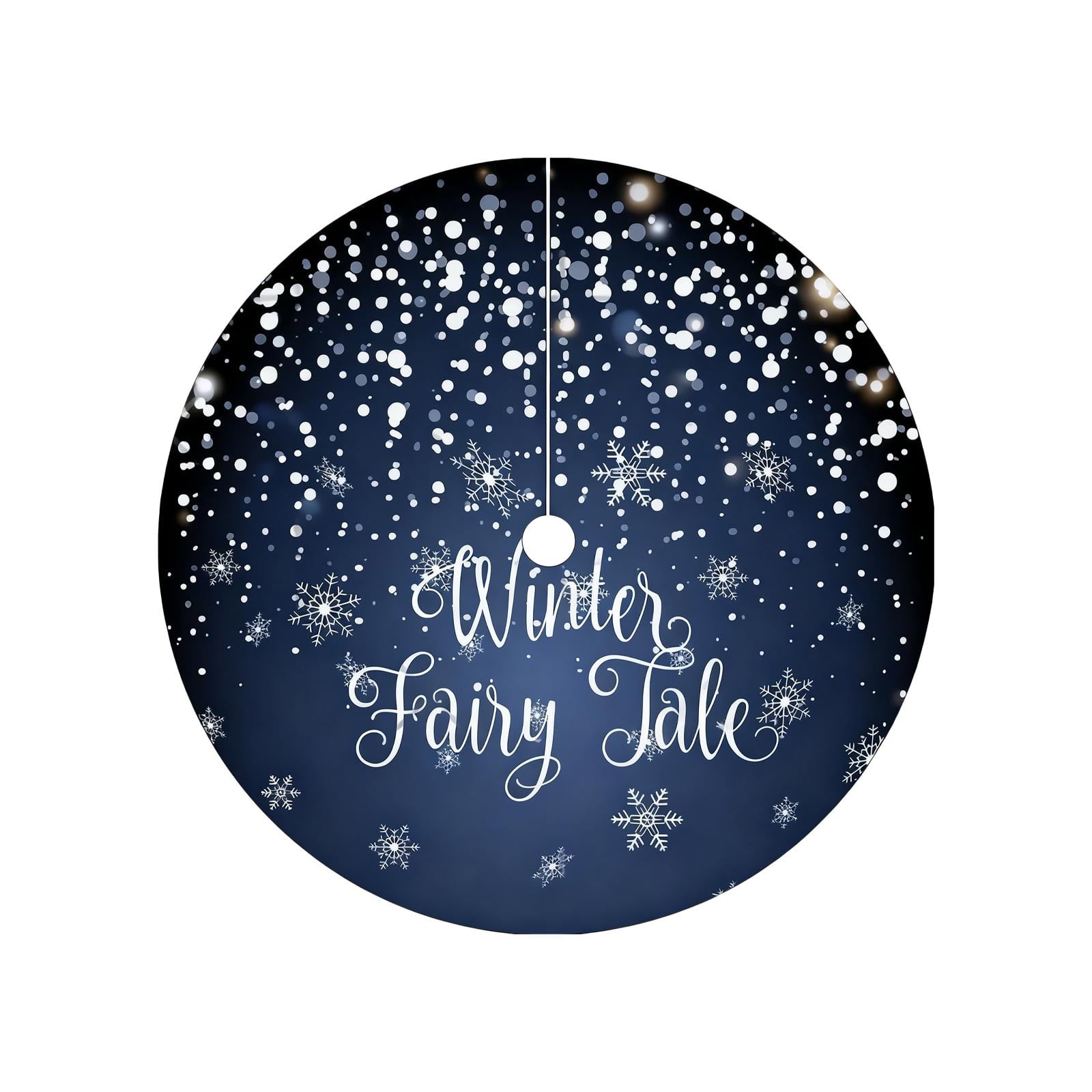 C Christmas Snowflake Tree Skirt, 90Cm Diameter Short Pile Printed ...