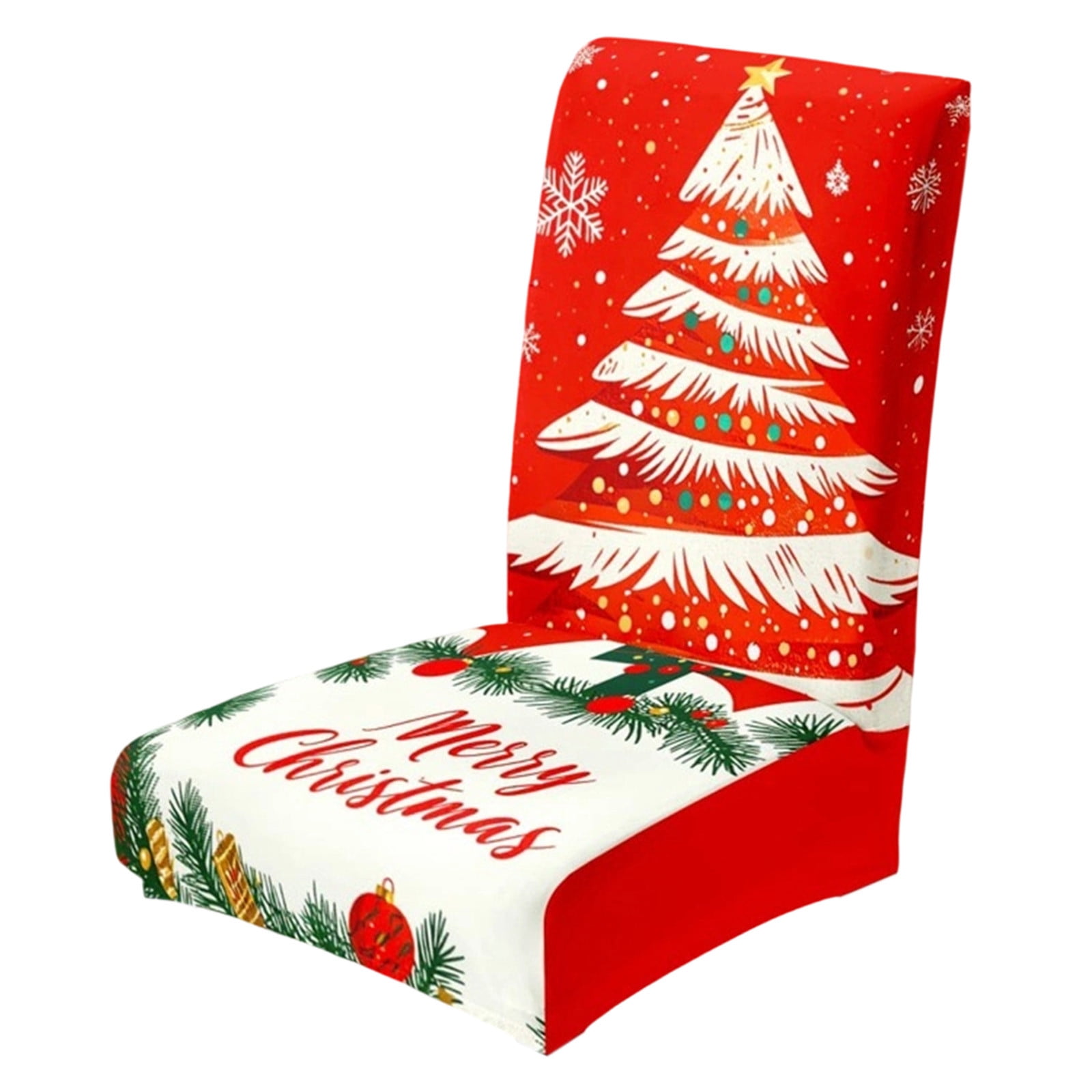 C Christmas Tree Chair Cover Stretch Fabric Dining Chair Slipcover ...