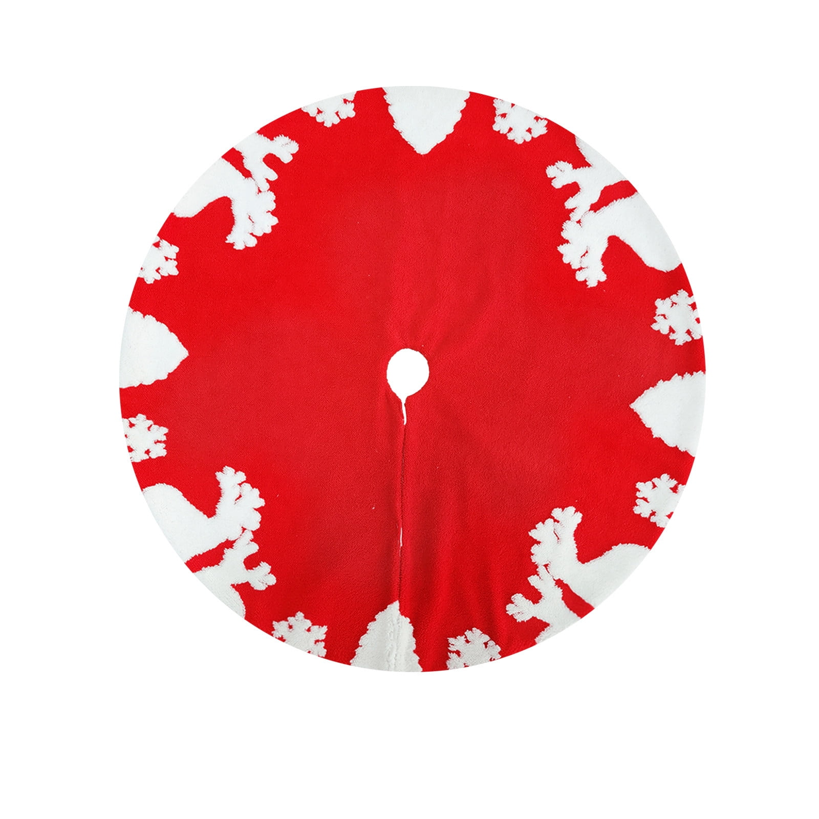 C Christmas Tree Skirt Plush Red Color Holiday Party Decoration ...