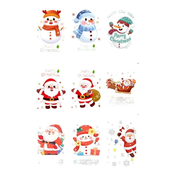 C Christmas Window Cling Stickers With 9 Sheets, Pvc Material, Static ...