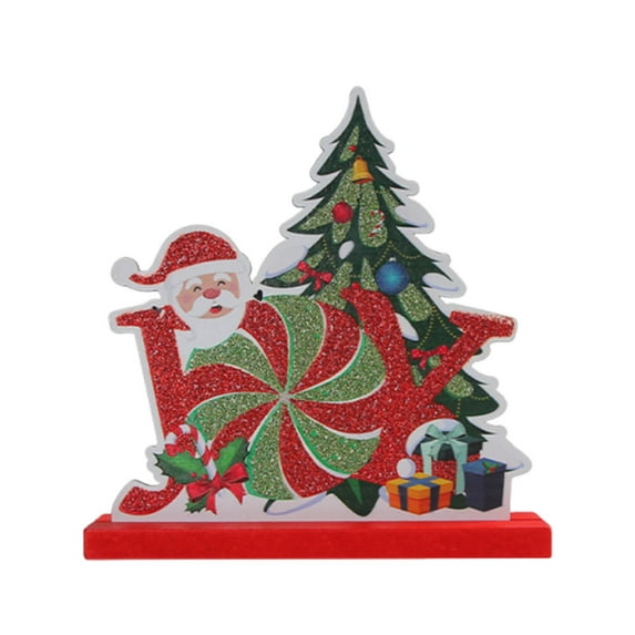 C Christmas Wooden Sign Desktop Ornament Santa Claus Crafts With 17 ...