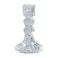 C Clear Glass Candlestick Holder Vertical Lines Crystal Decorative ...