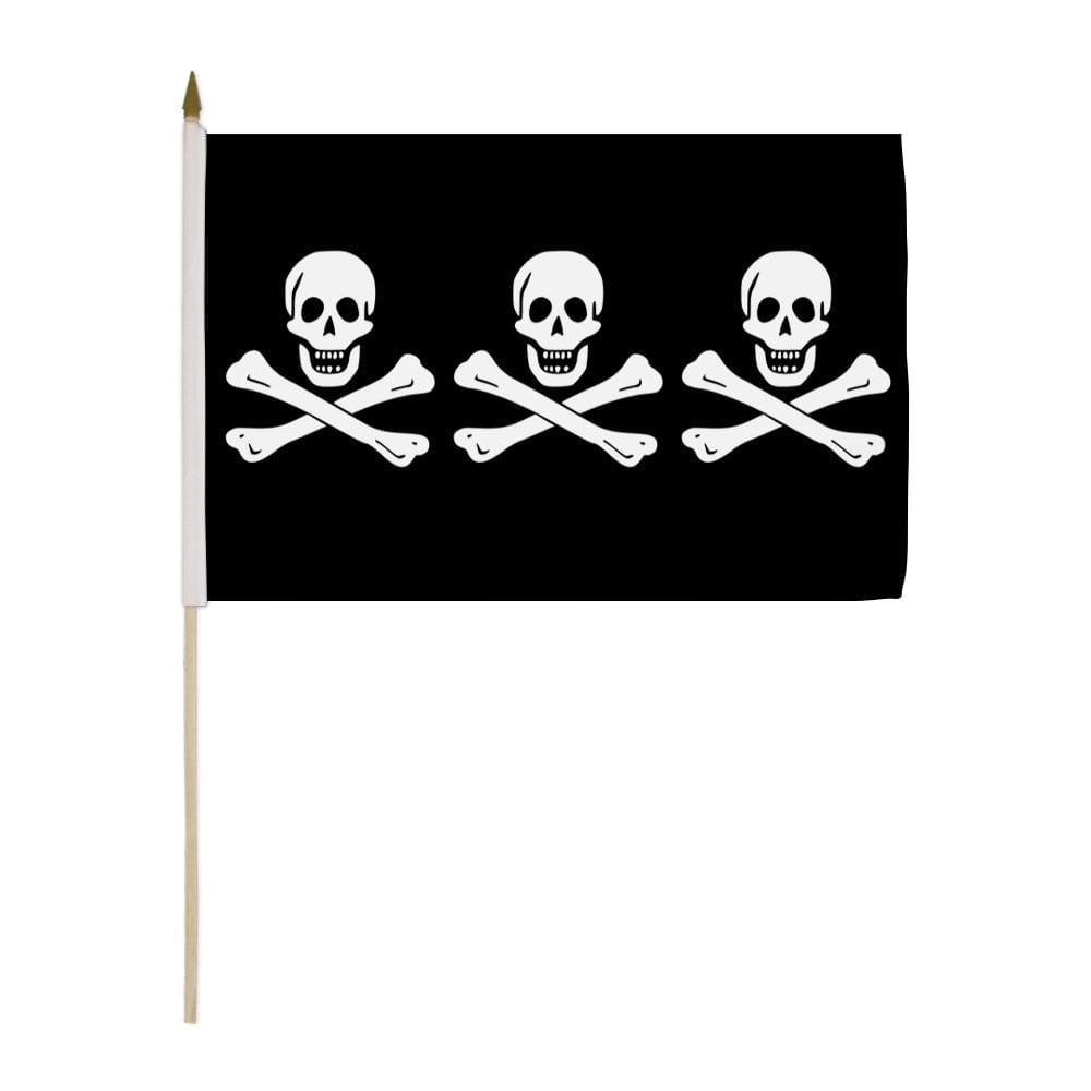 C Condent 3 Skulls Pirate 12x18in Stick Flag - Walmart.com