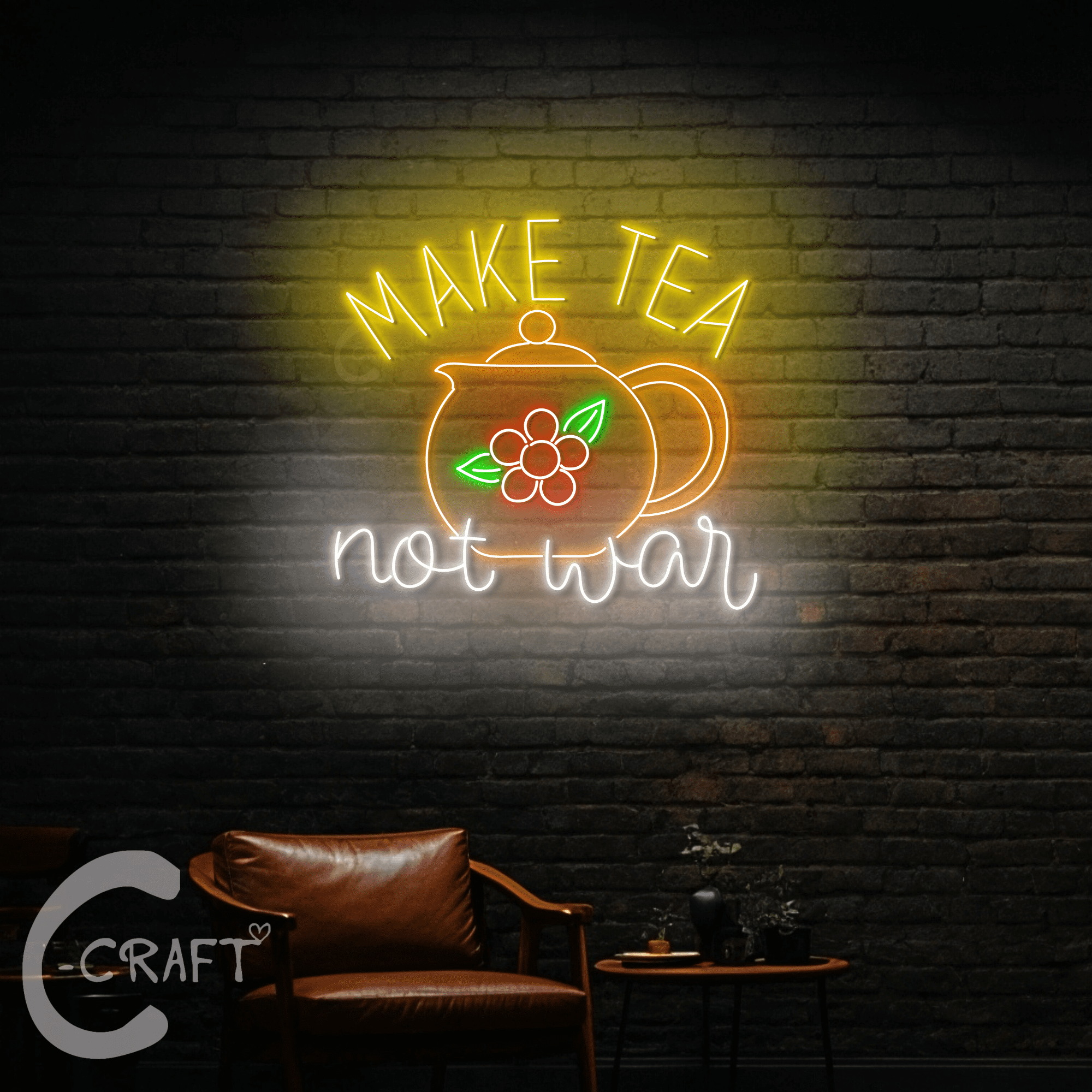 C-Craft Make Tea Not War Neon Sign Led Light Up 30 inch for Tea Shop ...