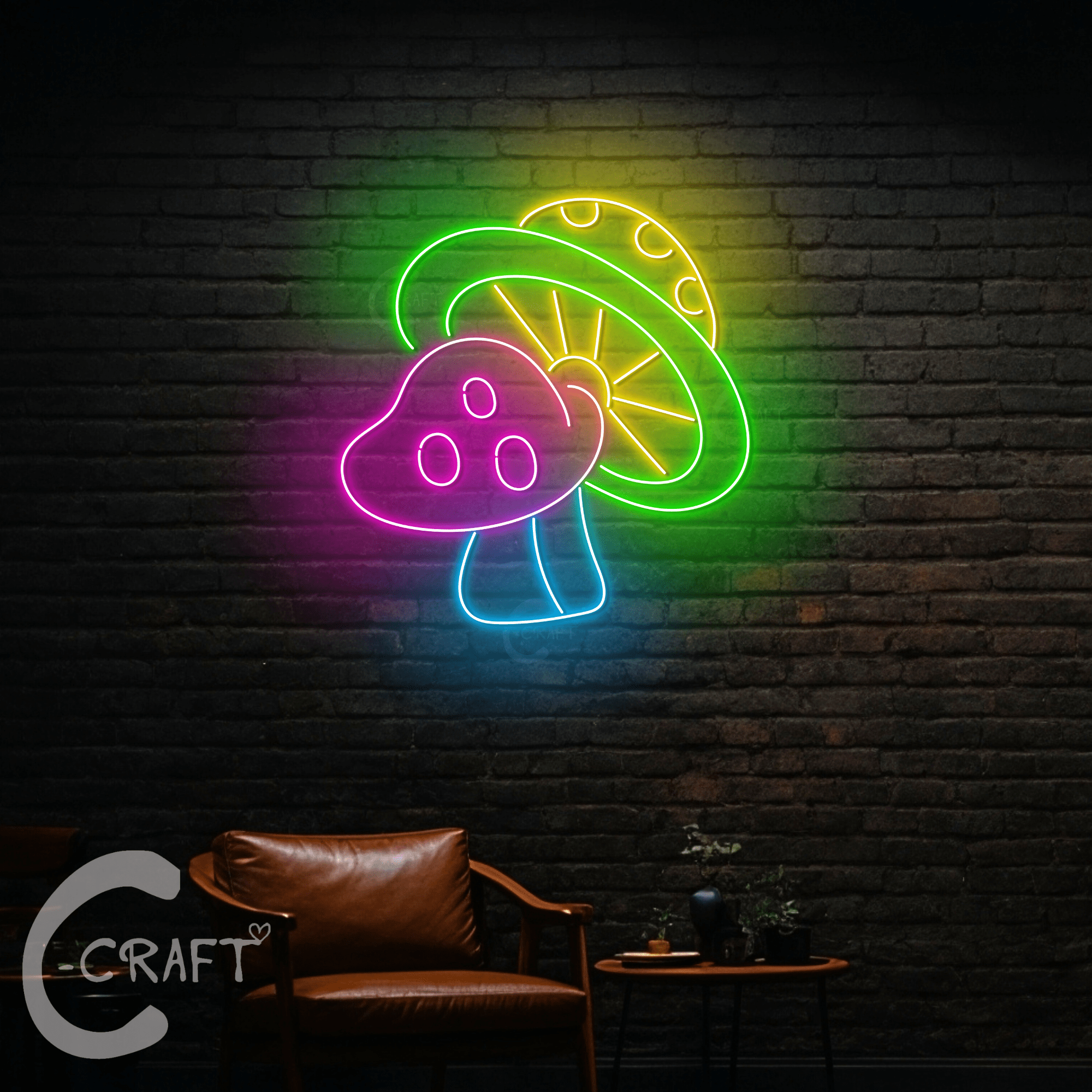 C-Craft Mushroom Neon Sign Led Light Up 33 inch for Veggies Shop ...